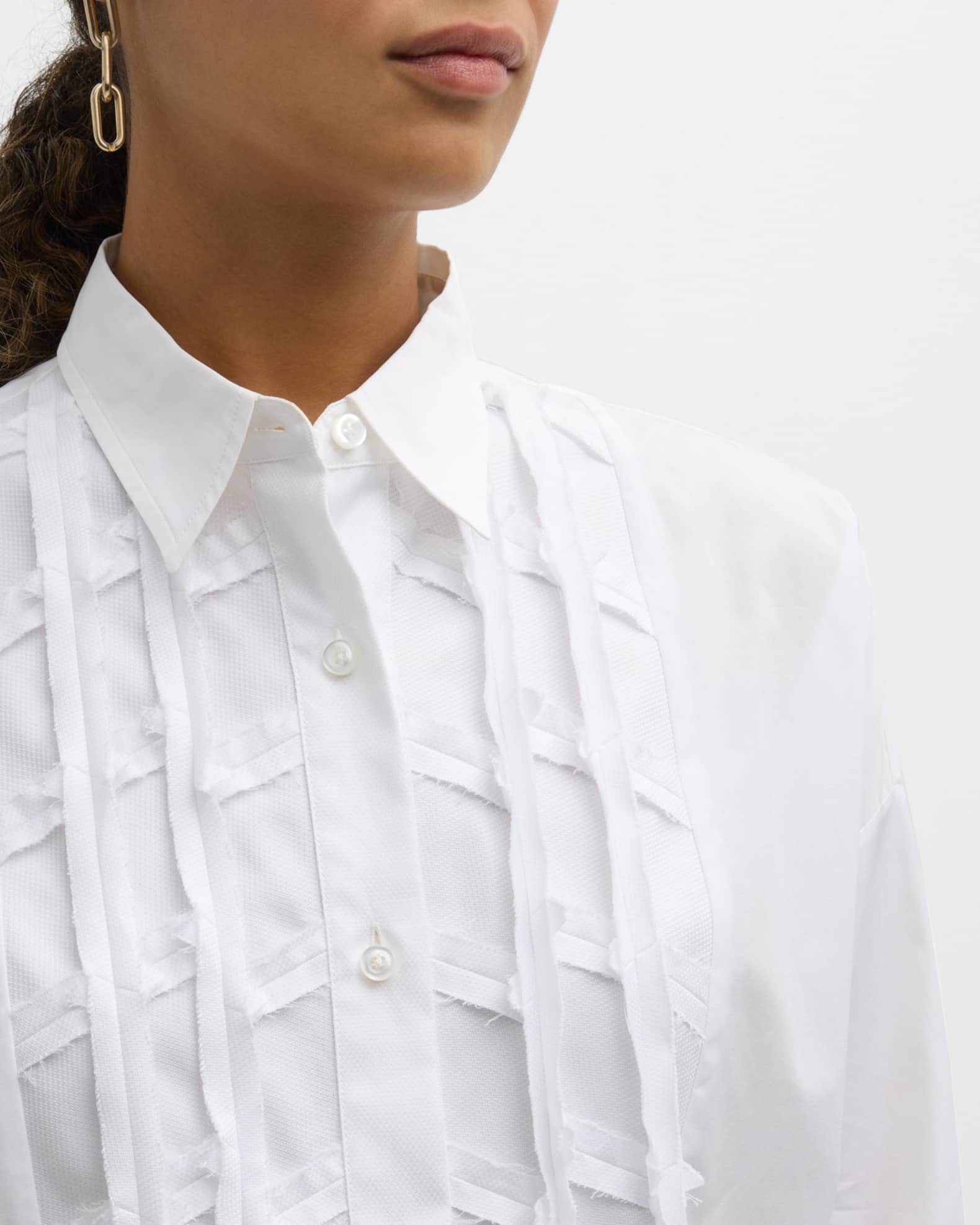 CALLAS Milano Soir Embellished Button-Down Cotton Shirt | Neiman Marcus