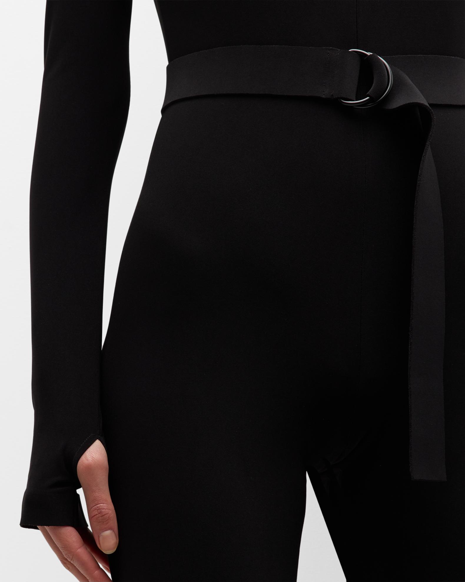 Norma Kamali Scoop-Neck Long-Sleeve Belted Stirrup Catsuit | Neiman Marcus