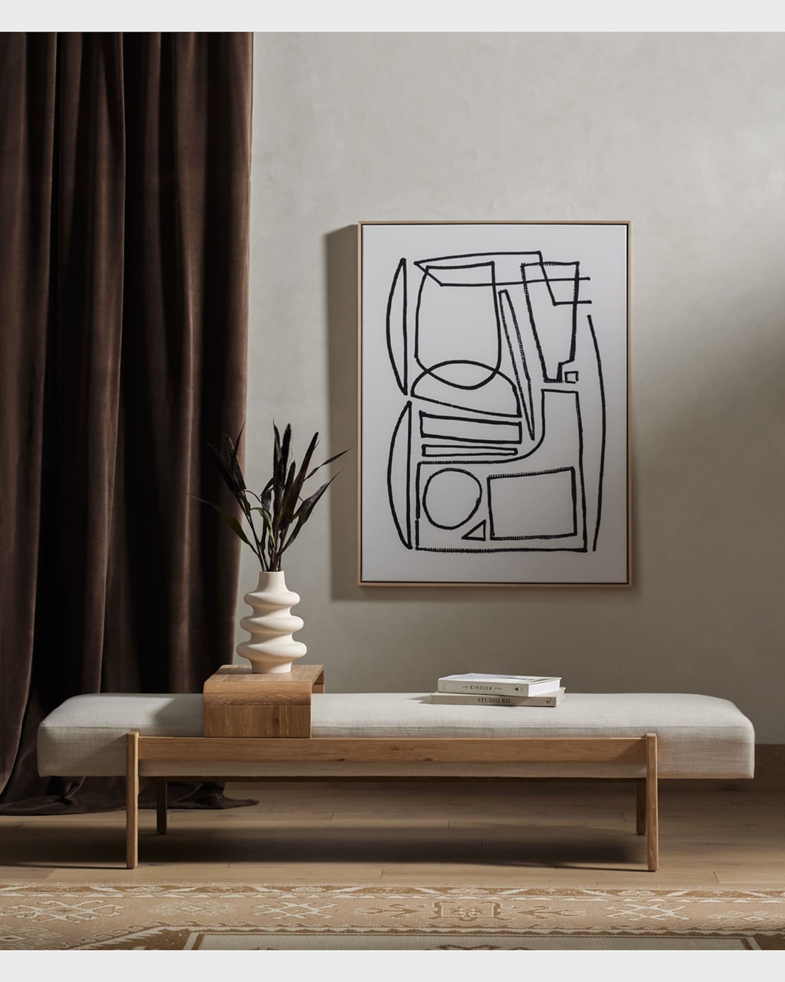 Four Hands Fawkes Bench with Tray, 79" | Neiman Marcus