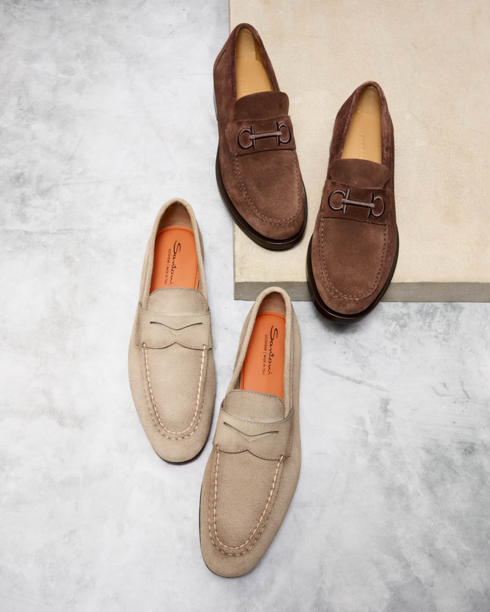 Santoni Men's Door Suede Penny Loafers | Neiman Marcus