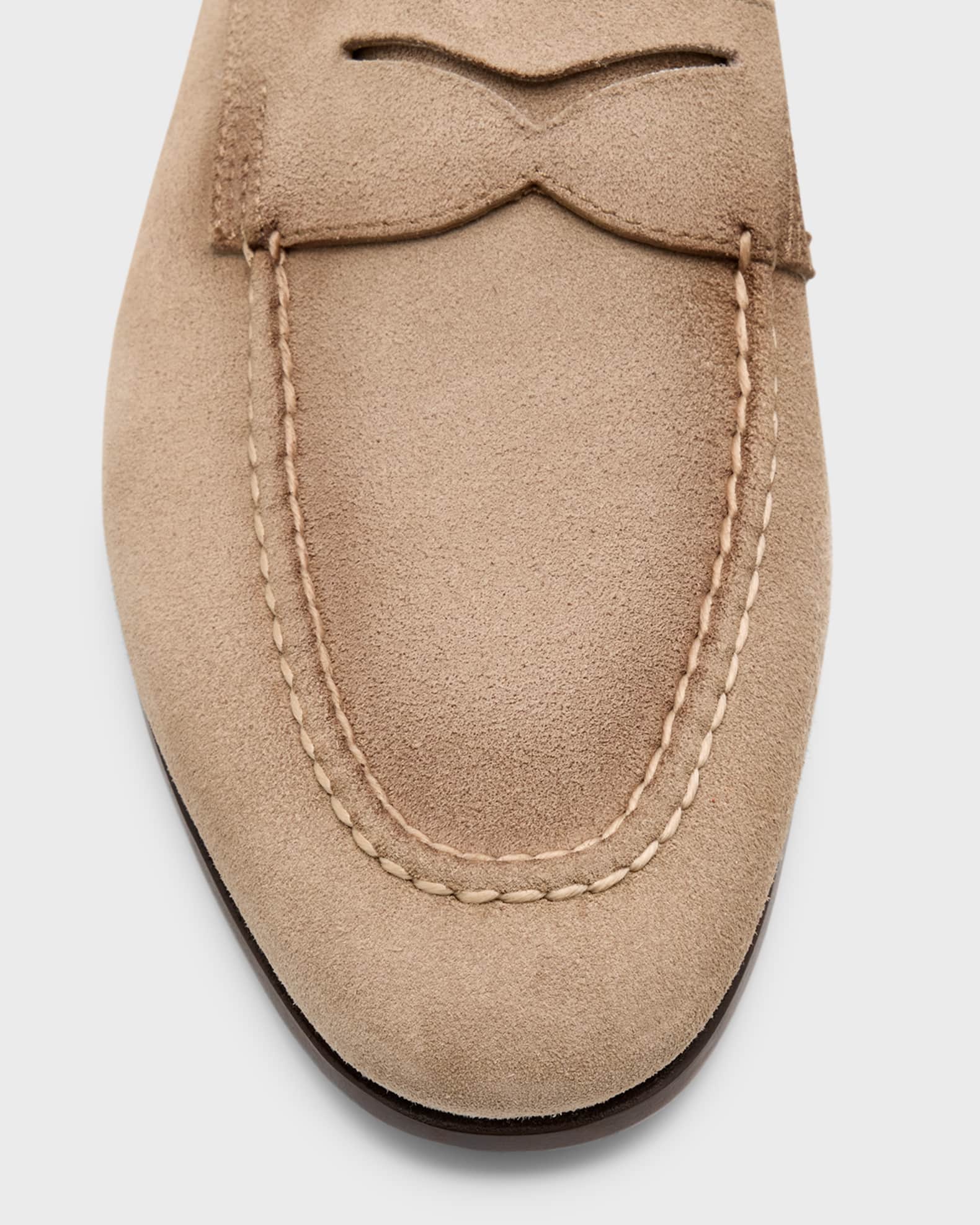 Santoni Men's Door Suede Penny Loafers | Neiman Marcus