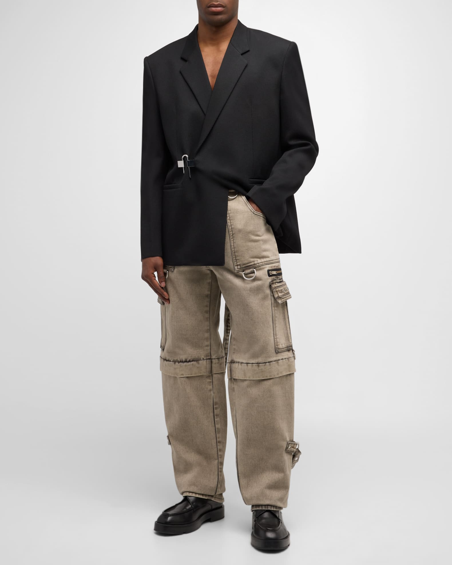 Givenchy Men's Denim Detailed Hardware Pants | Neiman Marcus