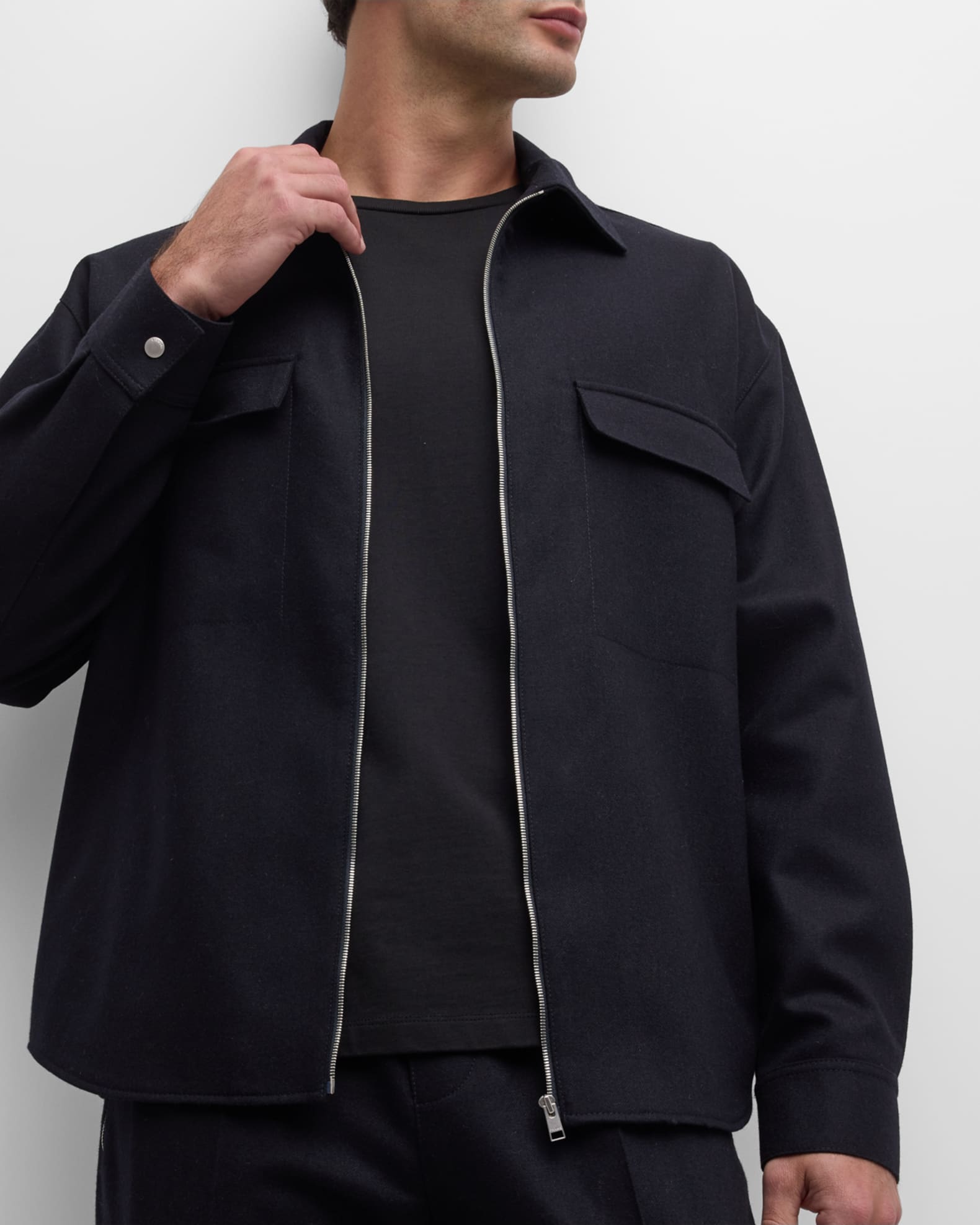 FRAME Men's Modern Flannel Zip Jacket | Neiman Marcus