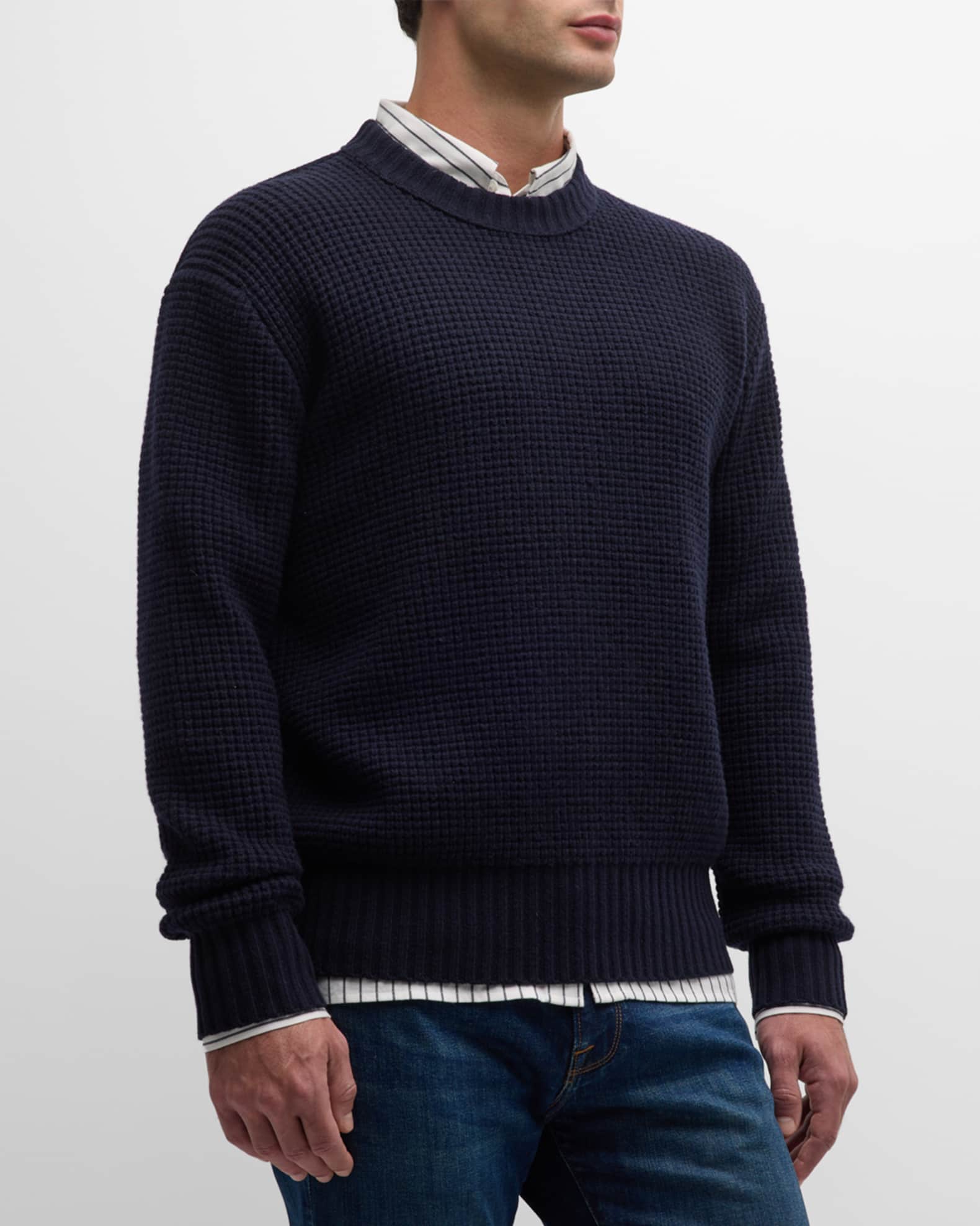 FRAME Men's Textured Wool Sweater | Neiman Marcus