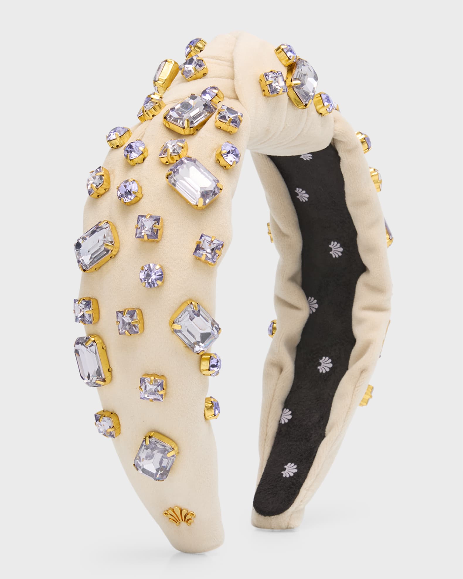 Lele Sadoughi Embellished Knotted Velvet Headband | Neiman Marcus