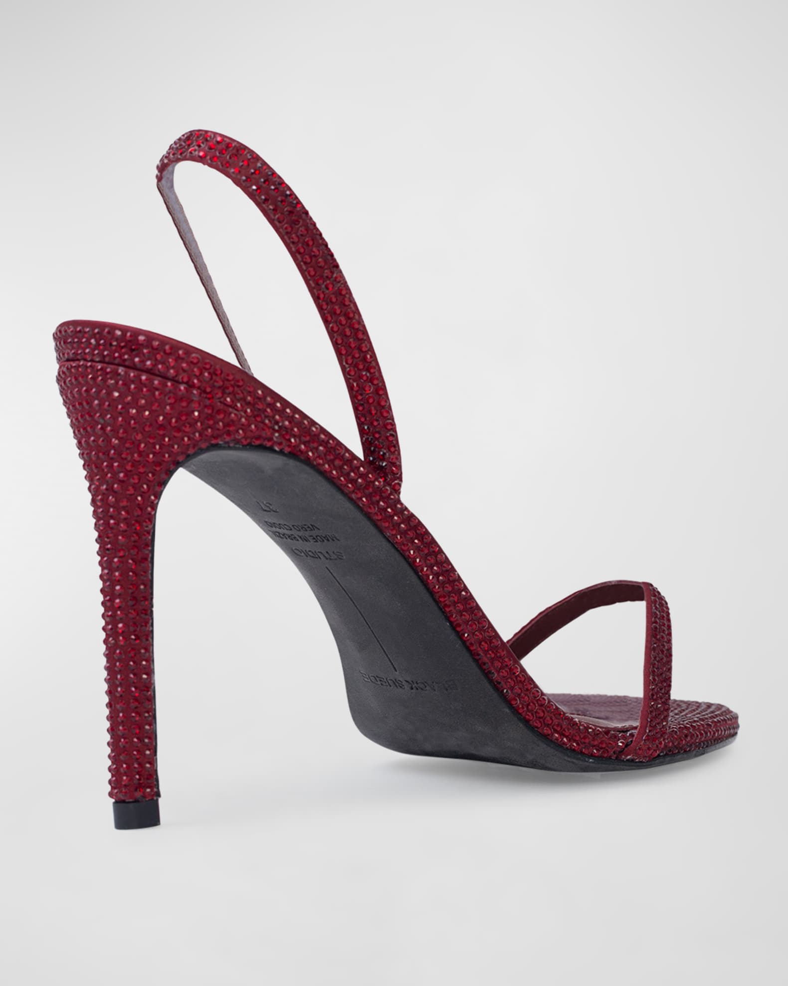 Black Suede Studio Crystal Stiletto Halter Sandals | Neiman Marcus