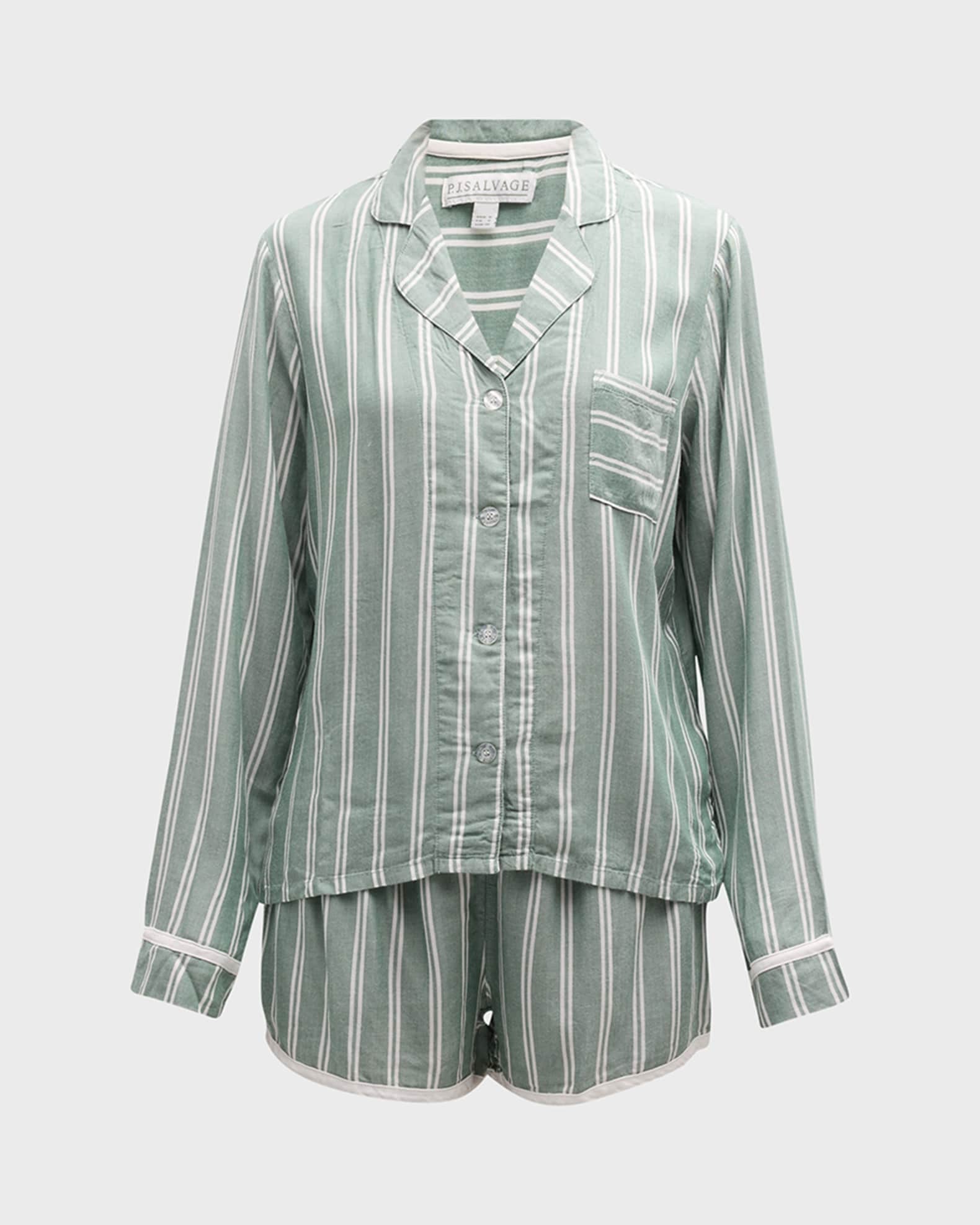 PJ Salvage Stripe Hype Long-Sleeve & Shorts Pajama Set | Neiman Marcus