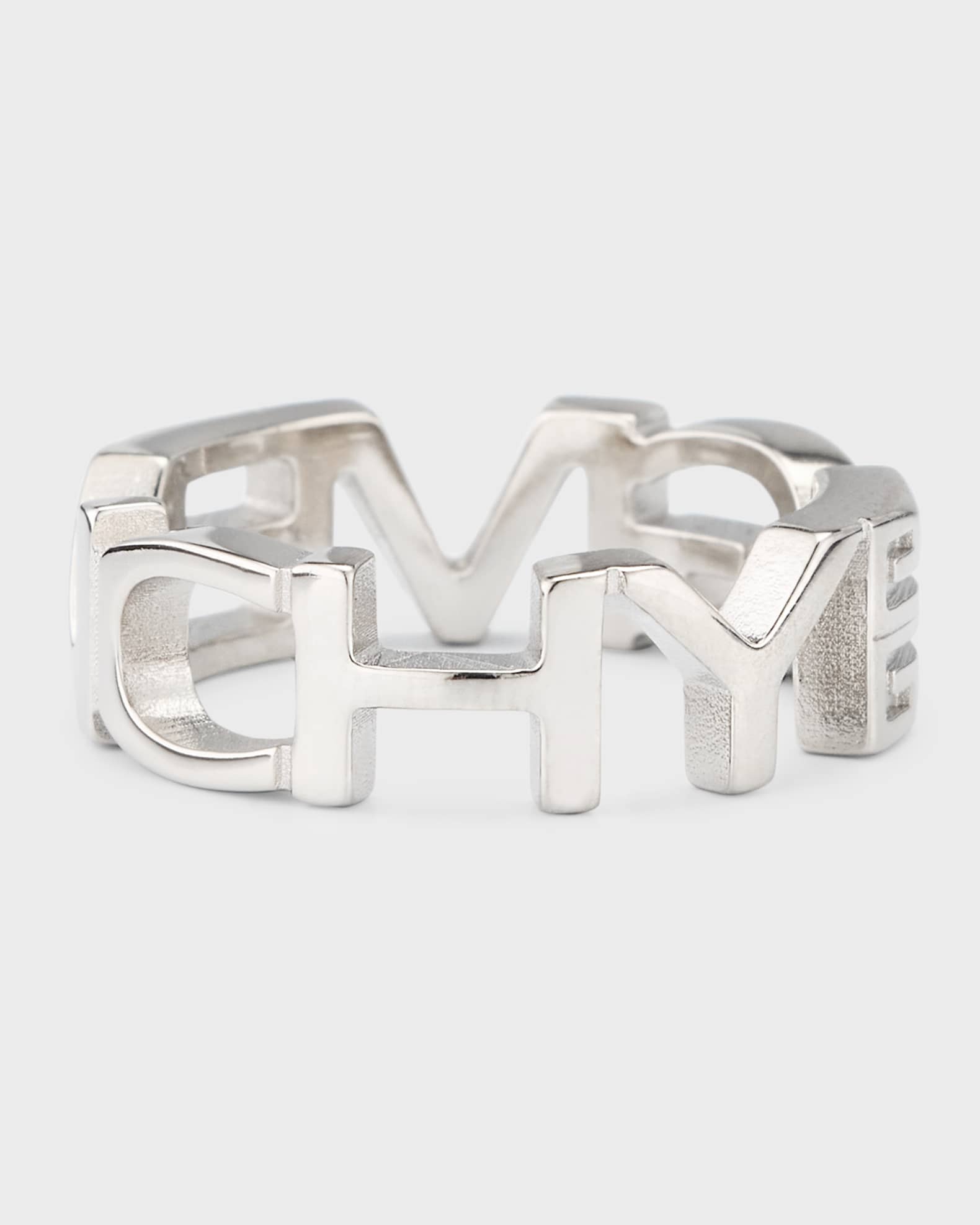 Givenchy Men's Logo Letters Silvery Band Ring | Neiman Marcus