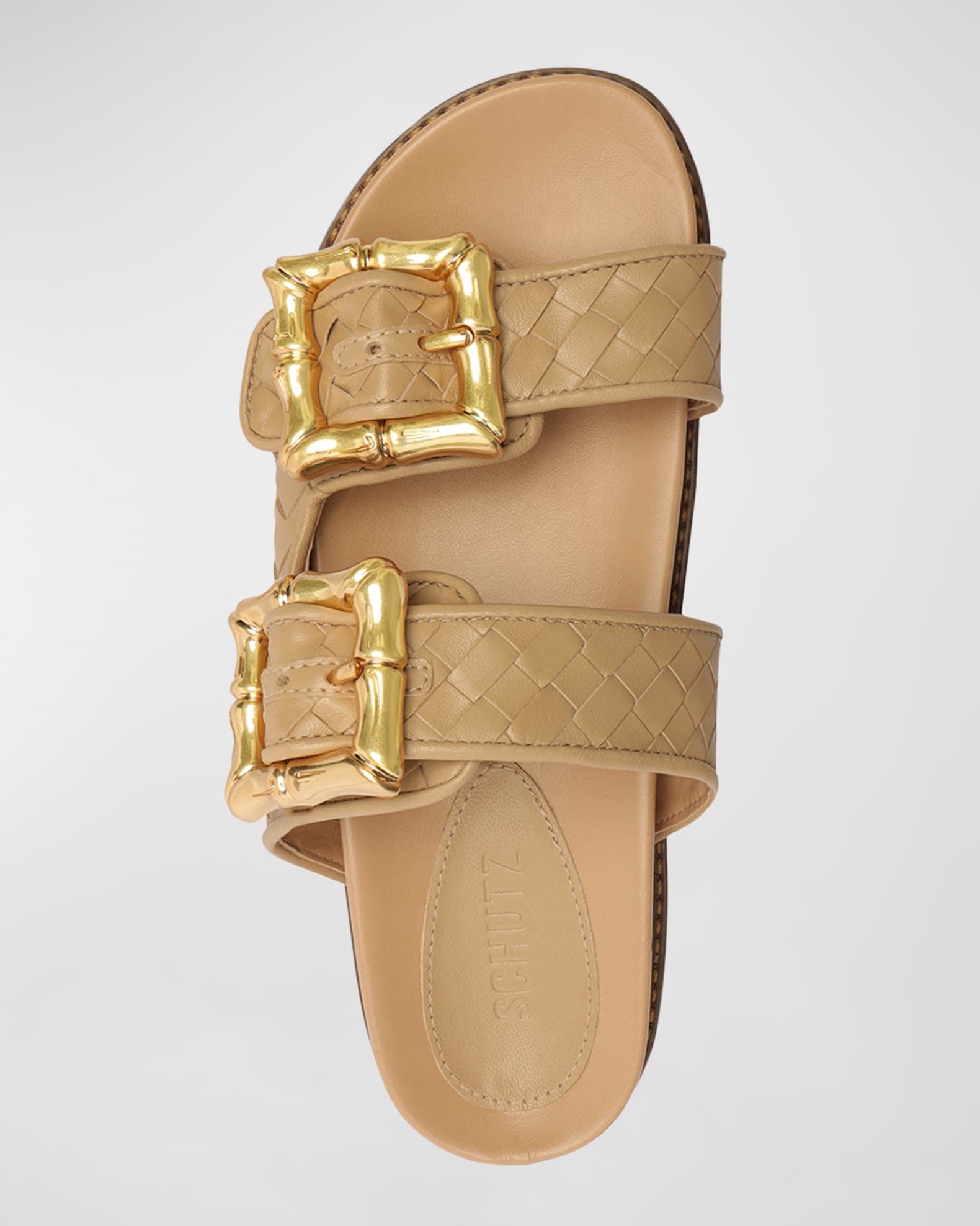 Schutz Enola Dual-Buckle Easy Slide Sandals | Neiman Marcus