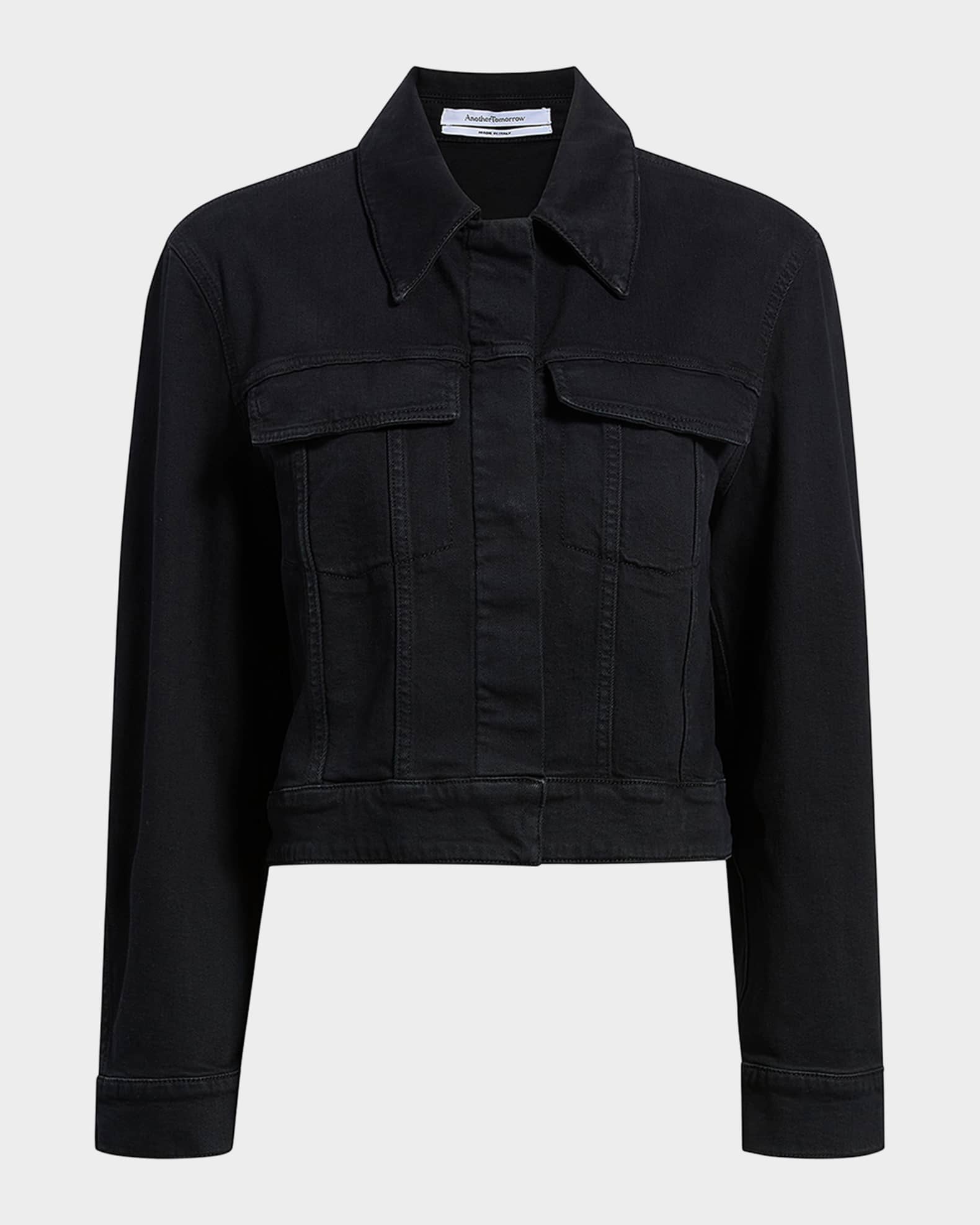 Another Tomorrow Cropped Denim Jacket | Neiman Marcus