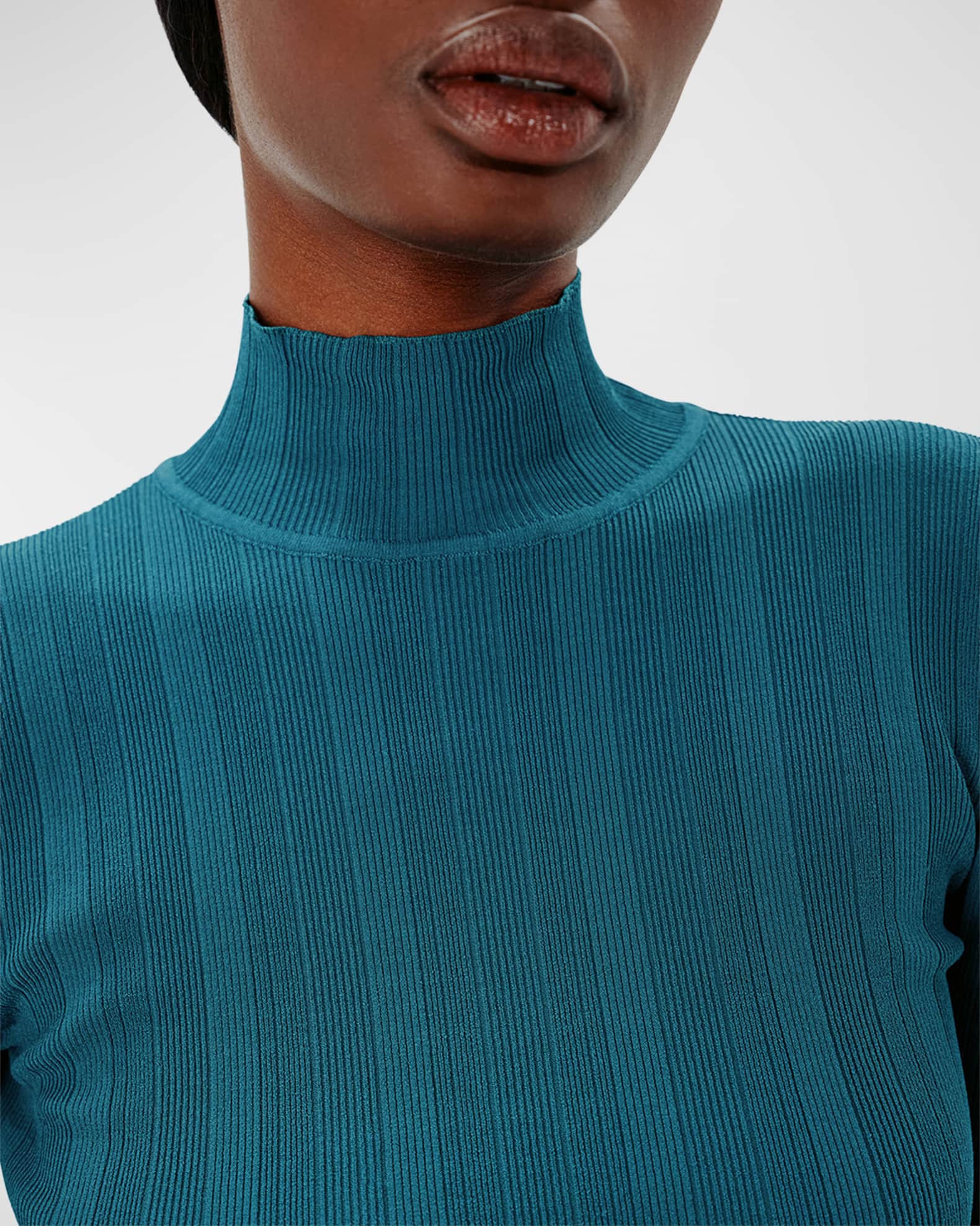 Another Tomorrow Variegated Rib High-Neck Top | Neiman Marcus