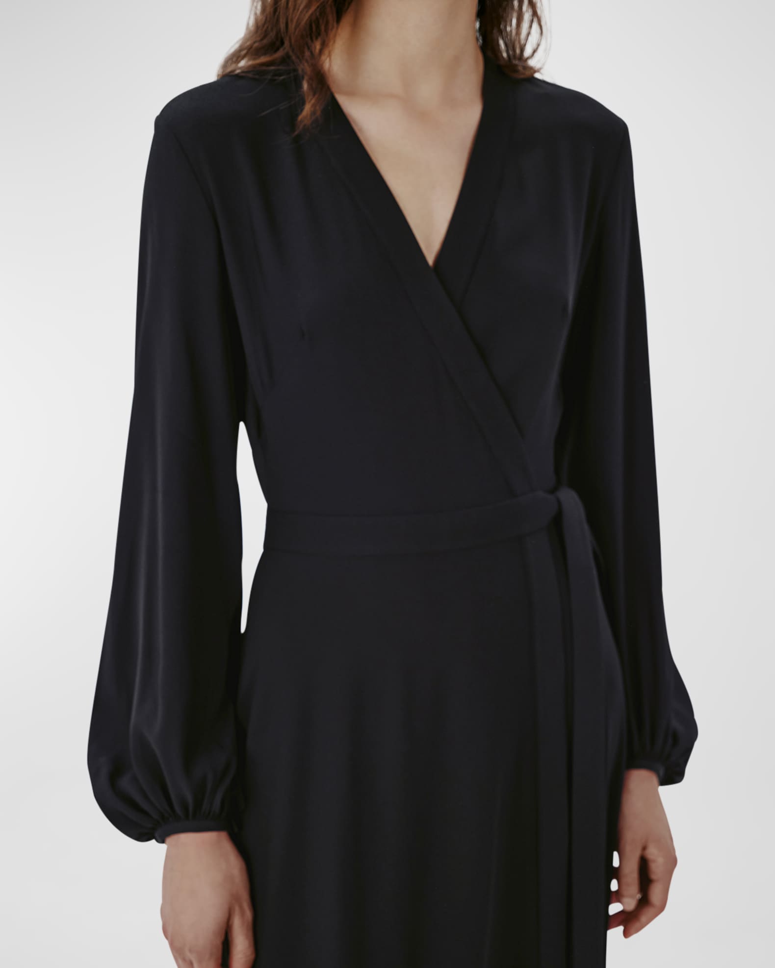 Another Tomorrow Lantern-Sleeve Maxi Wrap Dress | Neiman Marcus