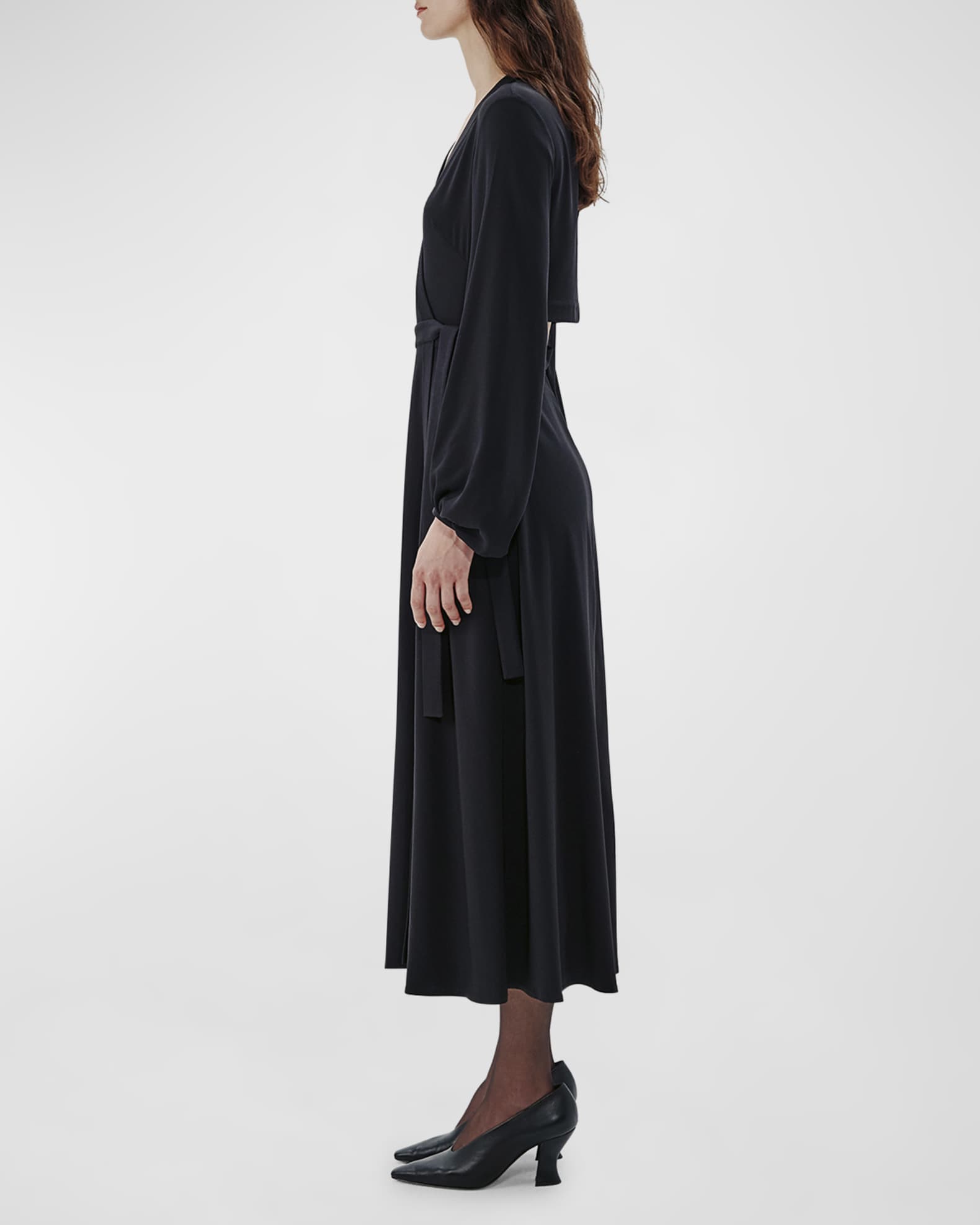 Another Tomorrow Lantern-Sleeve Maxi Wrap Dress | Neiman Marcus