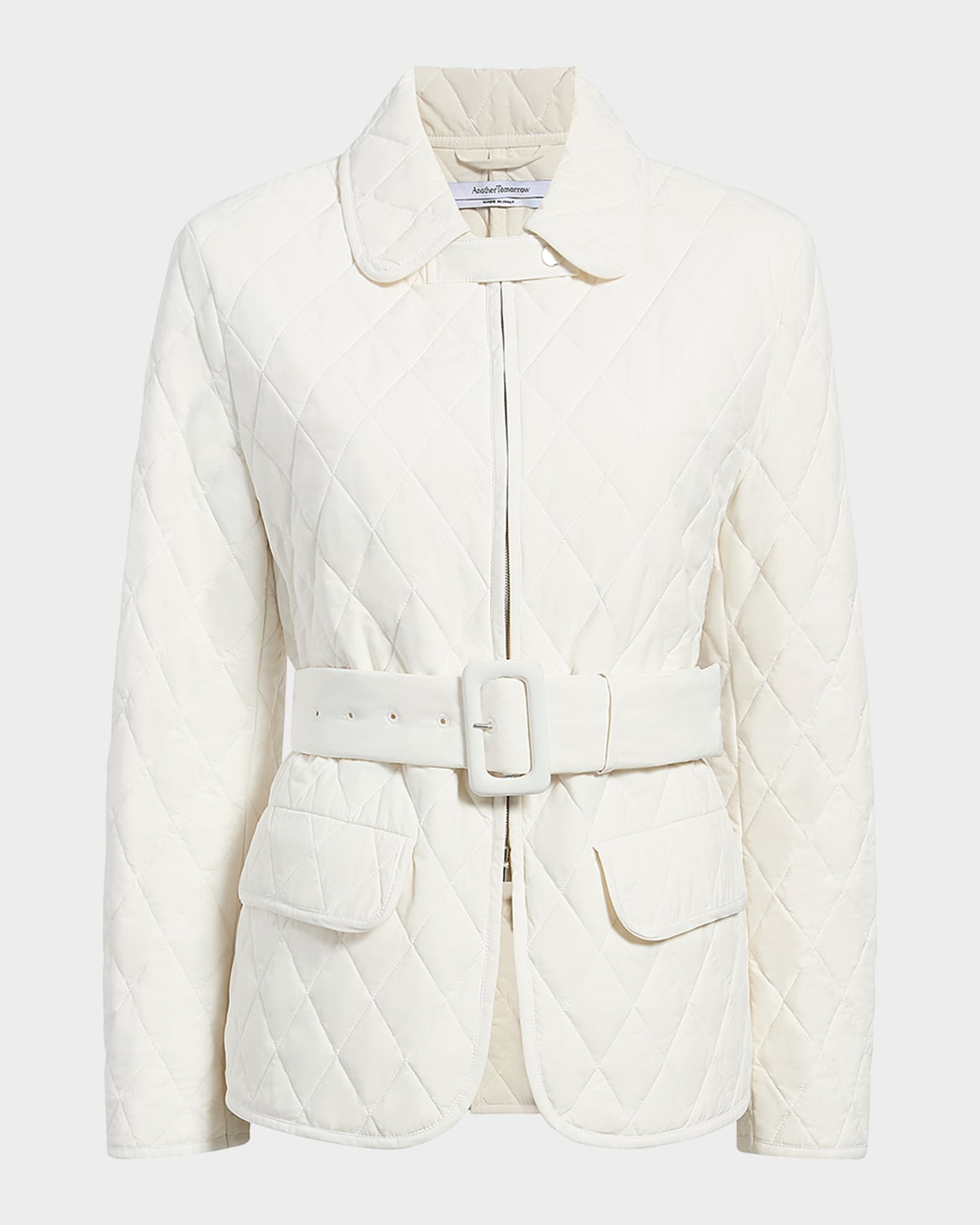 Another Tomorrow Quilted Belted Jacket | Neiman Marcus