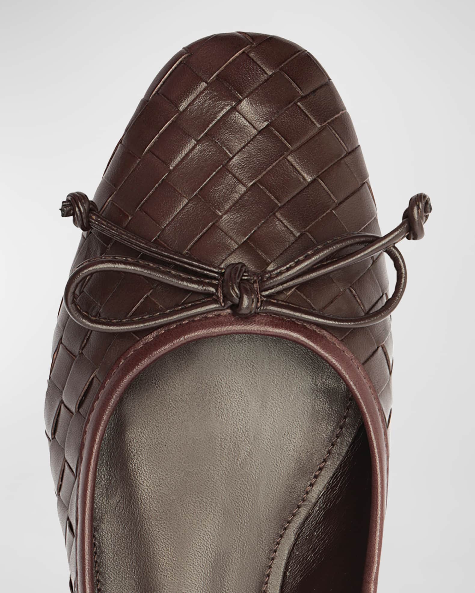 Schutz Arissa Woven Leather Bow Ballerina Flats | Neiman Marcus