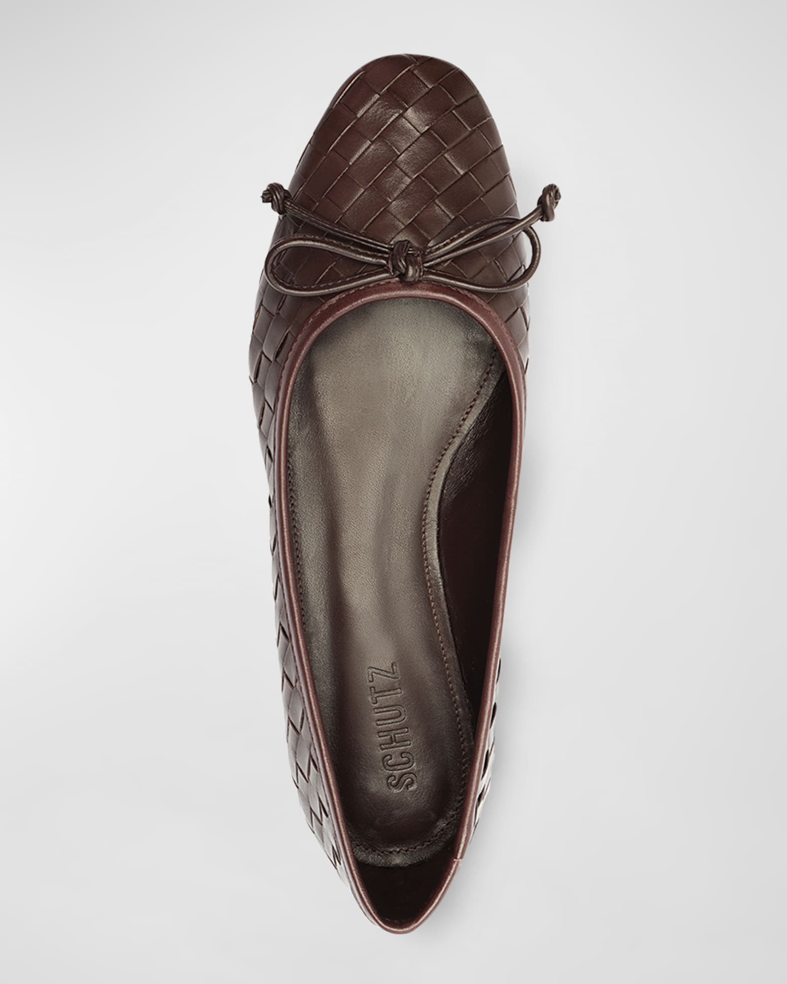 Schutz Arissa Woven Leather Bow Ballerina Flats | Neiman Marcus