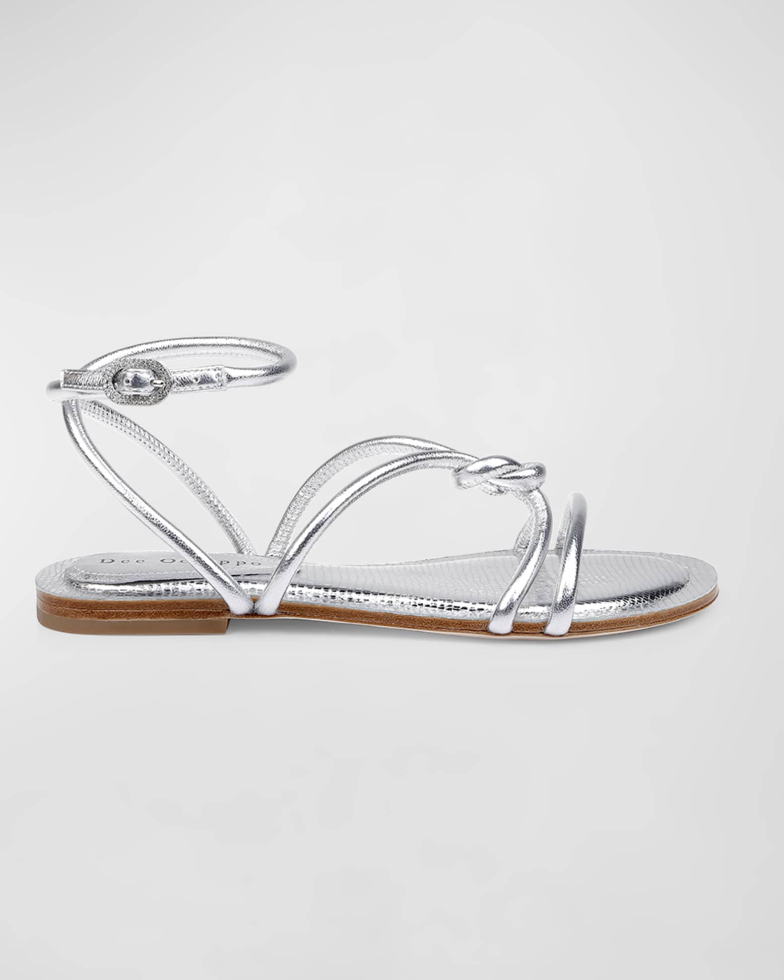 DEE OCLEPPO Barbados Metallic Strappy Flat Sandals | Neiman Marcus