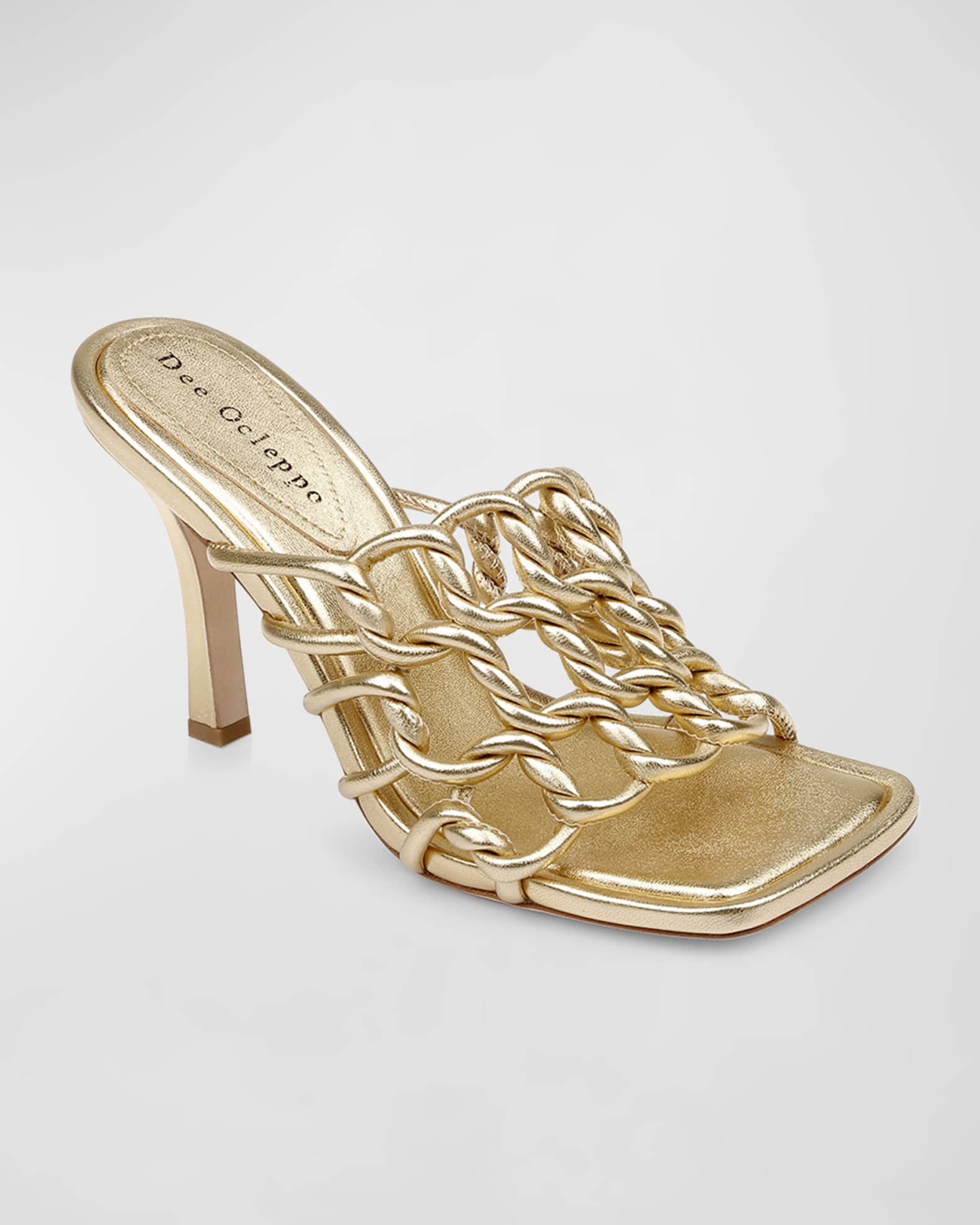 DEE OCLEPPO Belize Metallic Caged Mule Sandals | Neiman Marcus