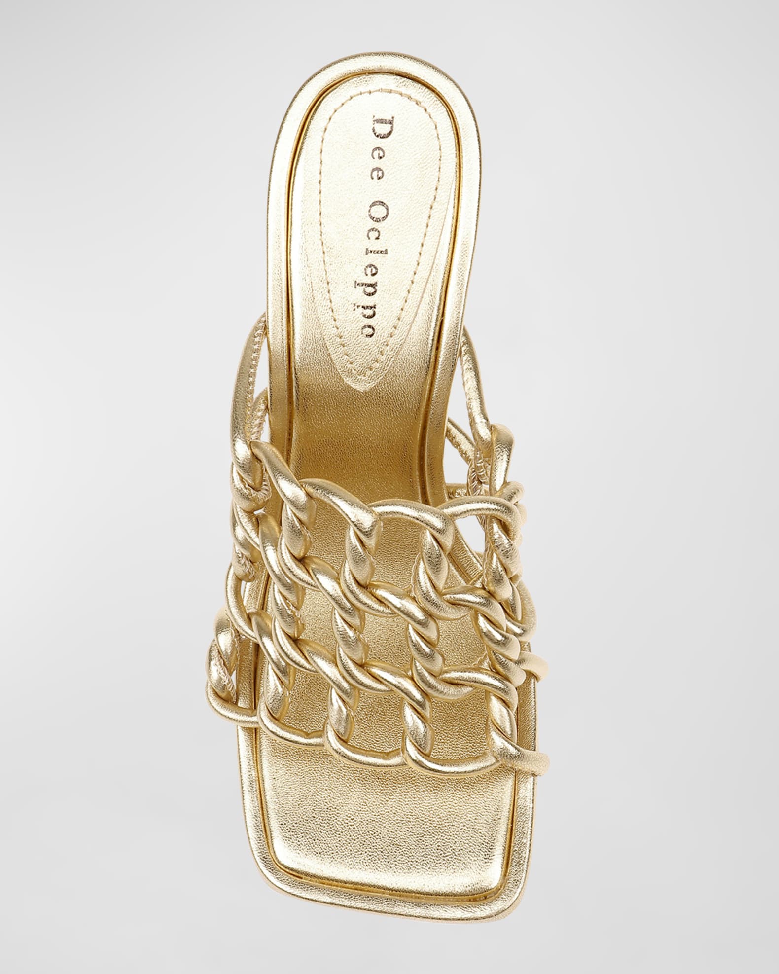 DEE OCLEPPO Belize Metallic Caged Mule Sandals | Neiman Marcus