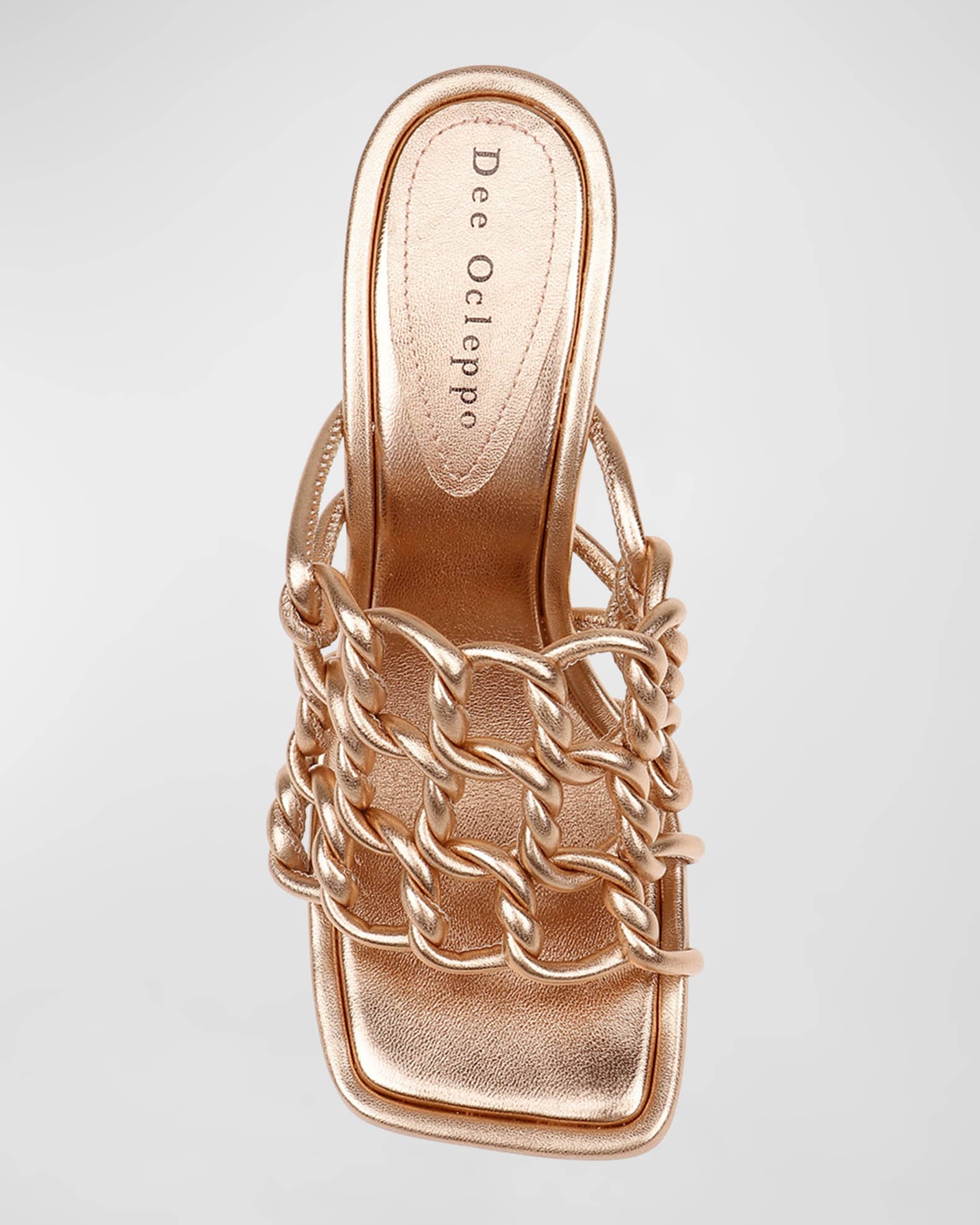 DEE OCLEPPO Belize Metallic Caged Mule Sandals | Neiman Marcus