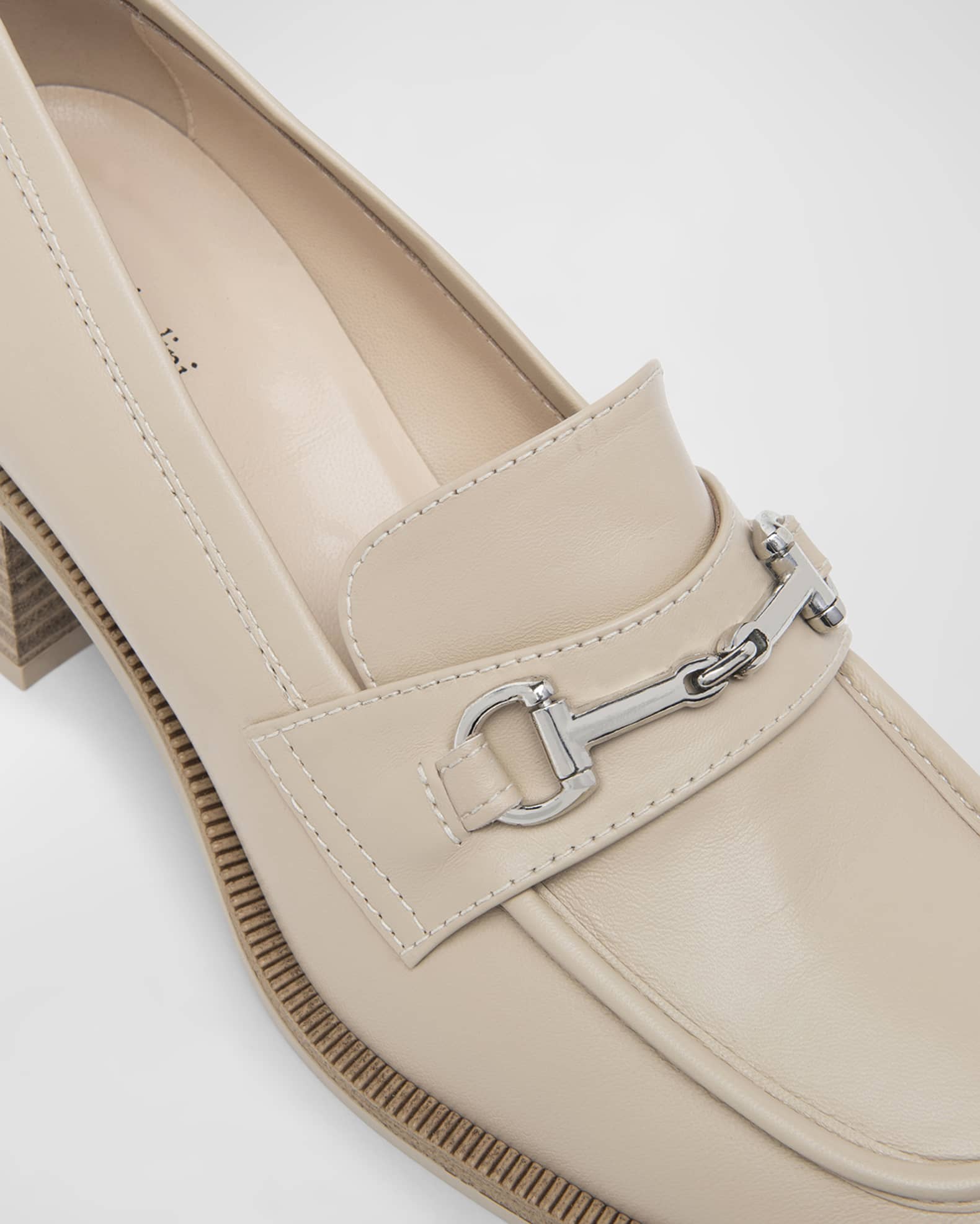 NeroGiardini Leather Bit Strap Heeled Loafers | Neiman Marcus