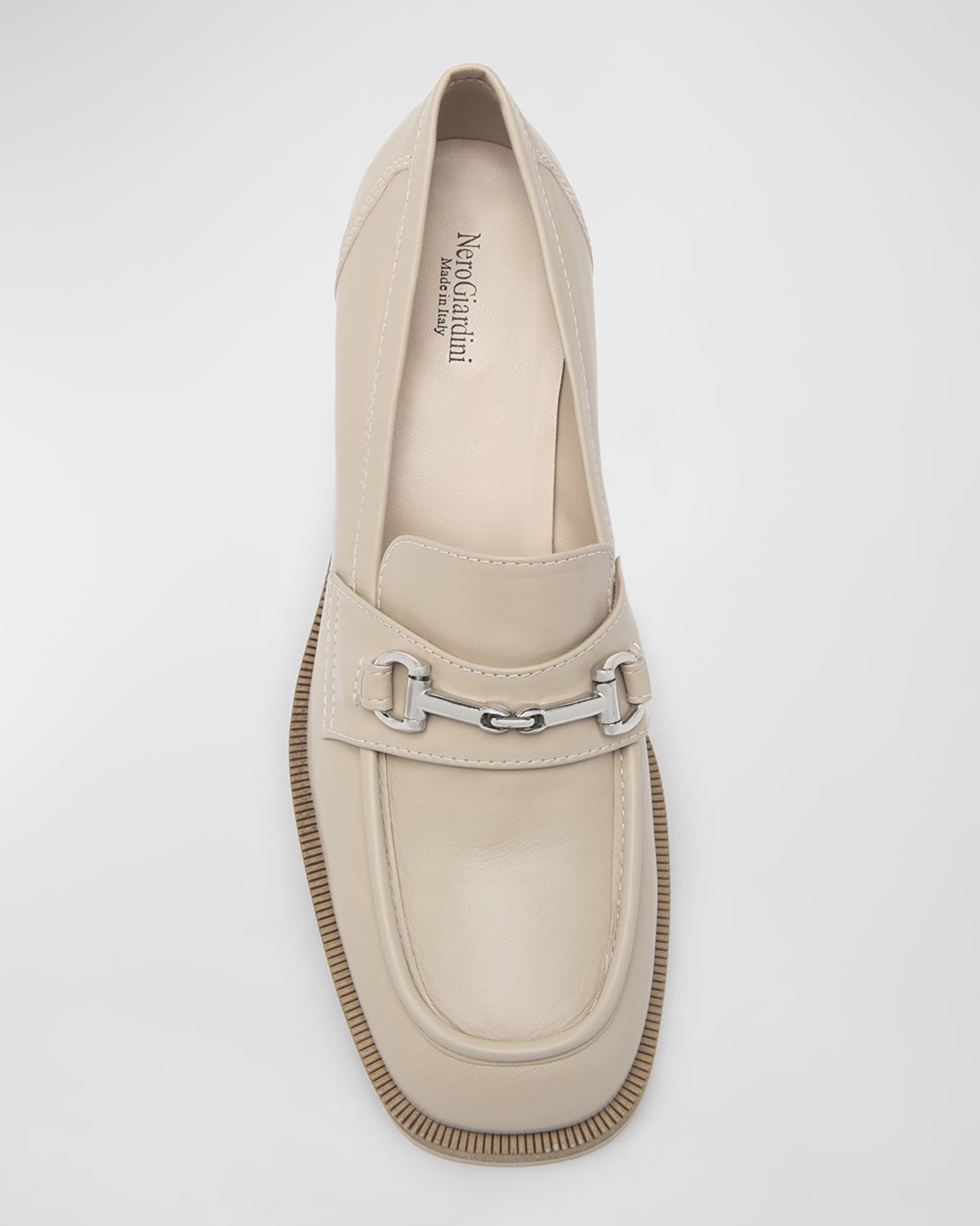 NeroGiardini Leather Bit Strap Heeled Loafers | Neiman Marcus