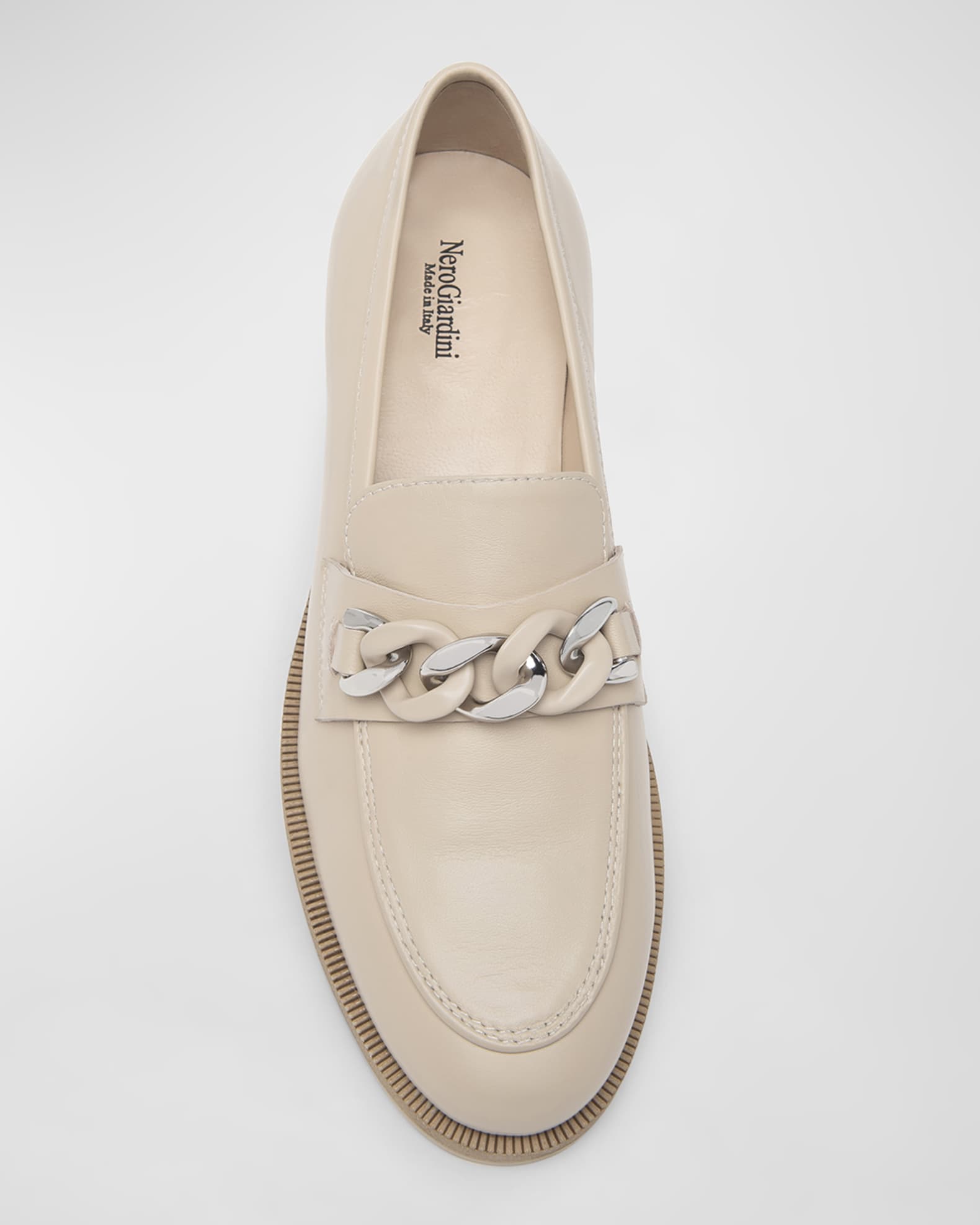NeroGiardini Leather Chain Slip-On Loafers | Neiman Marcus