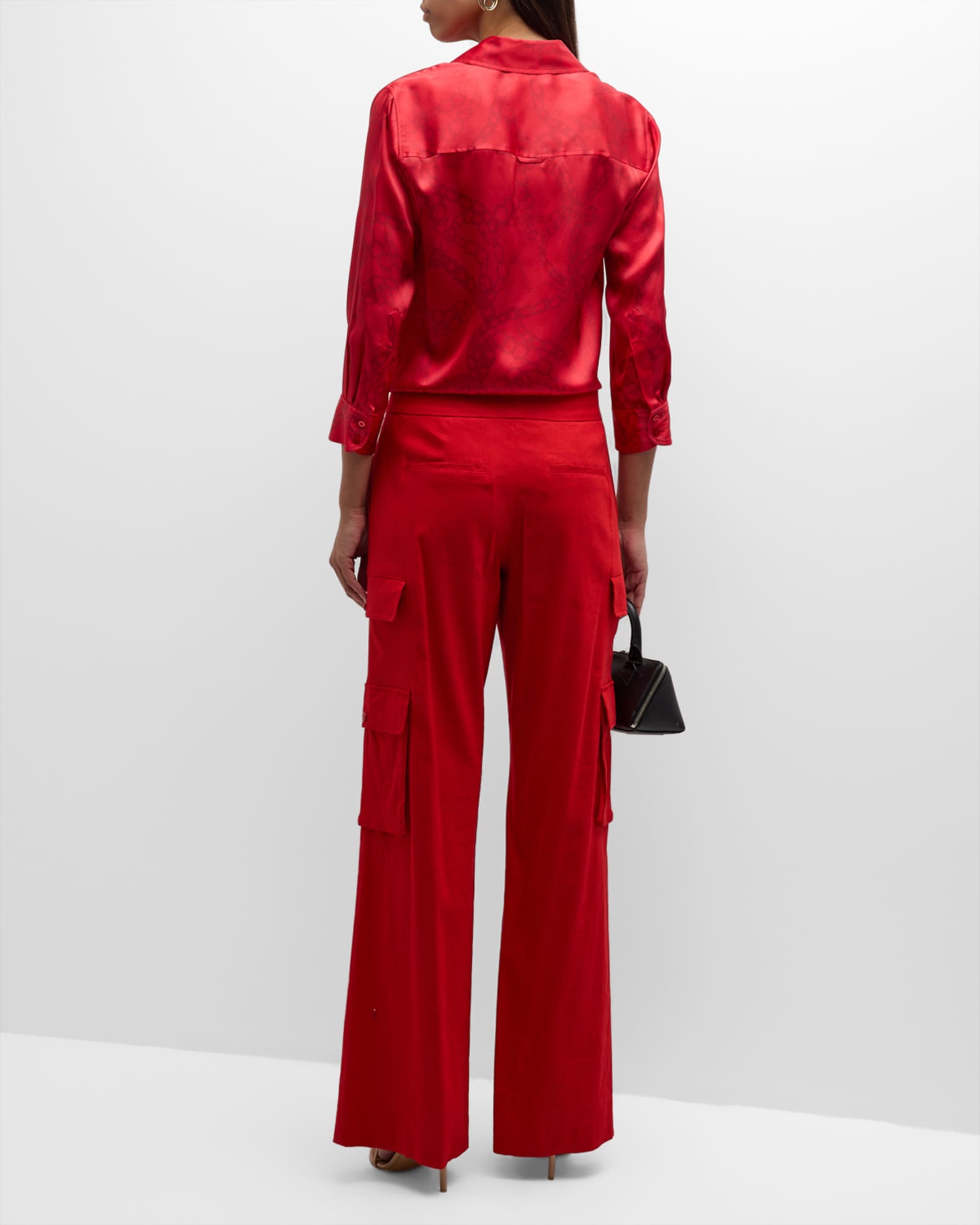 L'Agence Dani Chain-Print Silk Blouse | Neiman Marcus