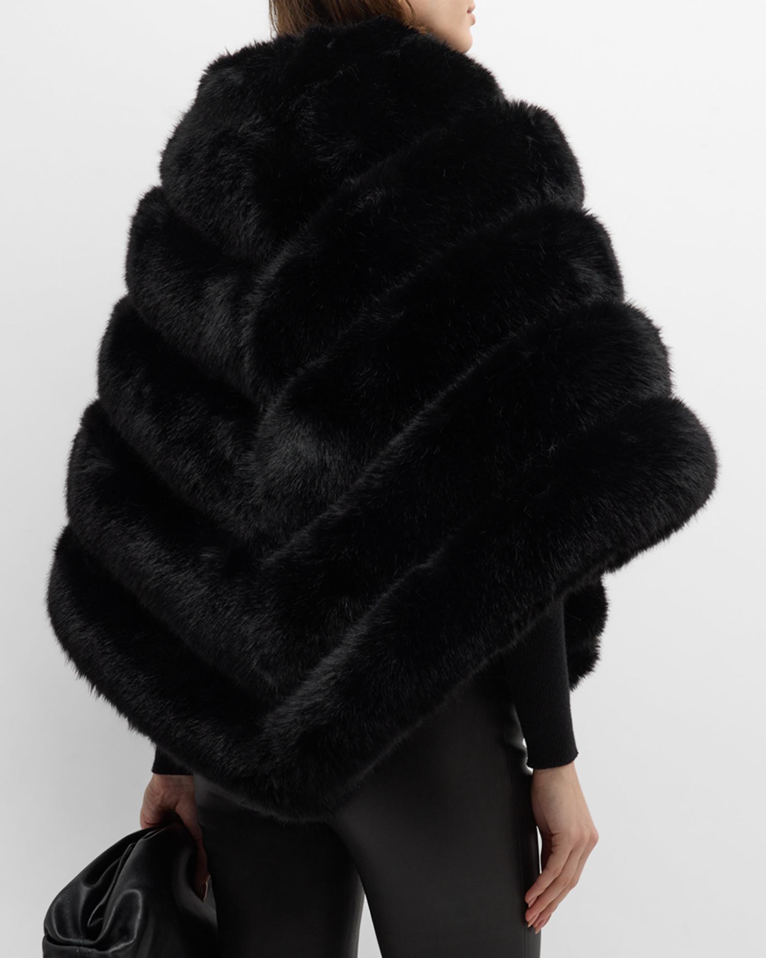 Kelli Kouri Asymmetrical Zip Faux Fur Poncho | Neiman Marcus