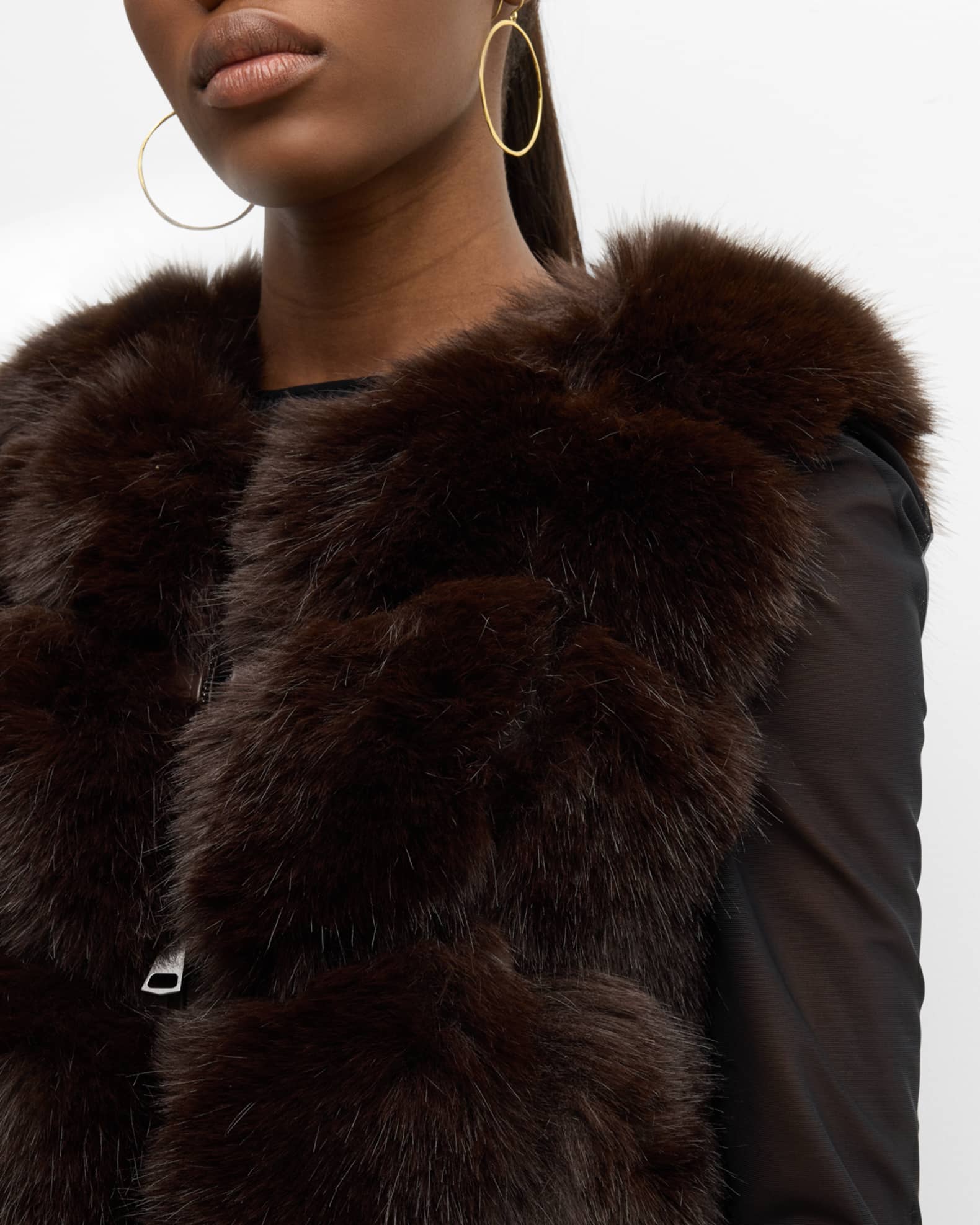 Kelli Kouri Lush Angled Faux Fur Vest | Neiman Marcus
