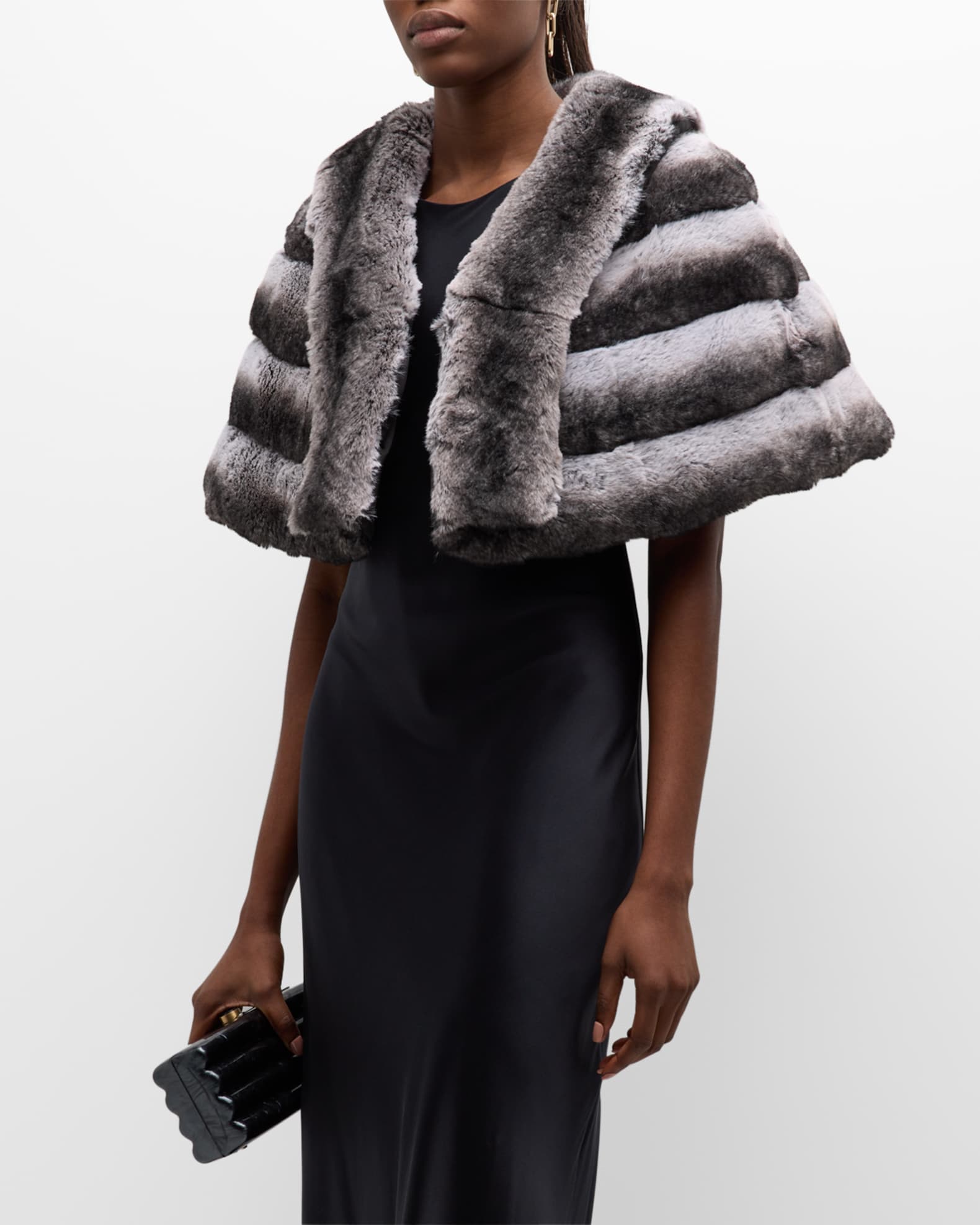 Kelli Kouri Faux Chinchilla & Rex Rabbit Fur Shawl | Neiman Marcus
