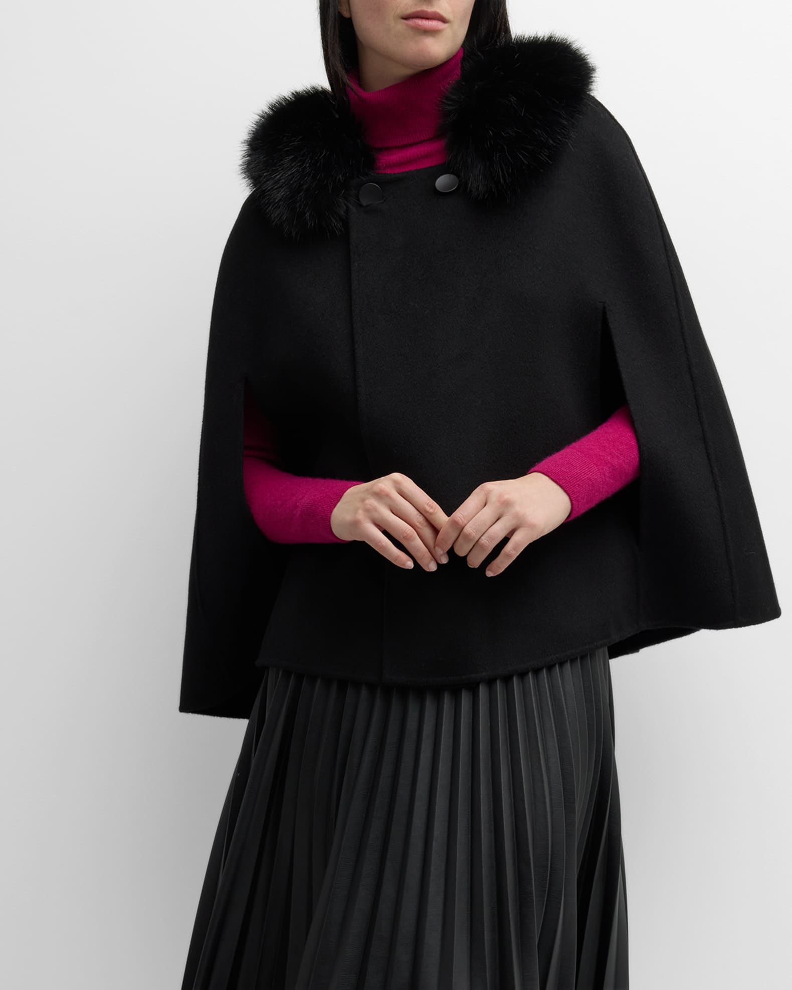 Kelli Kouri Faux Fur Collared Cape | Neiman Marcus