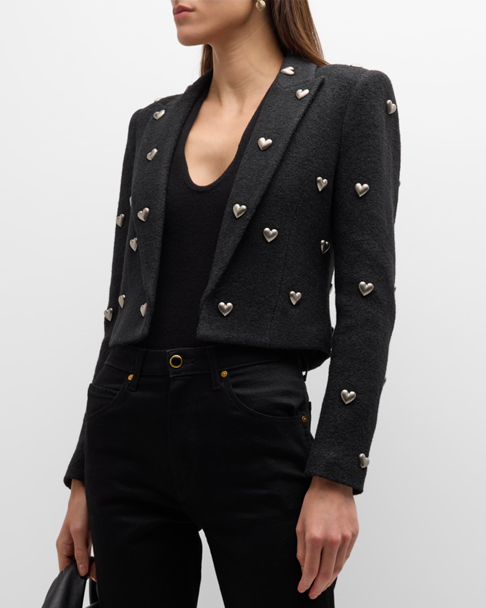 L'Agence Jen Cropped Blazer with Hearts | Neiman Marcus
