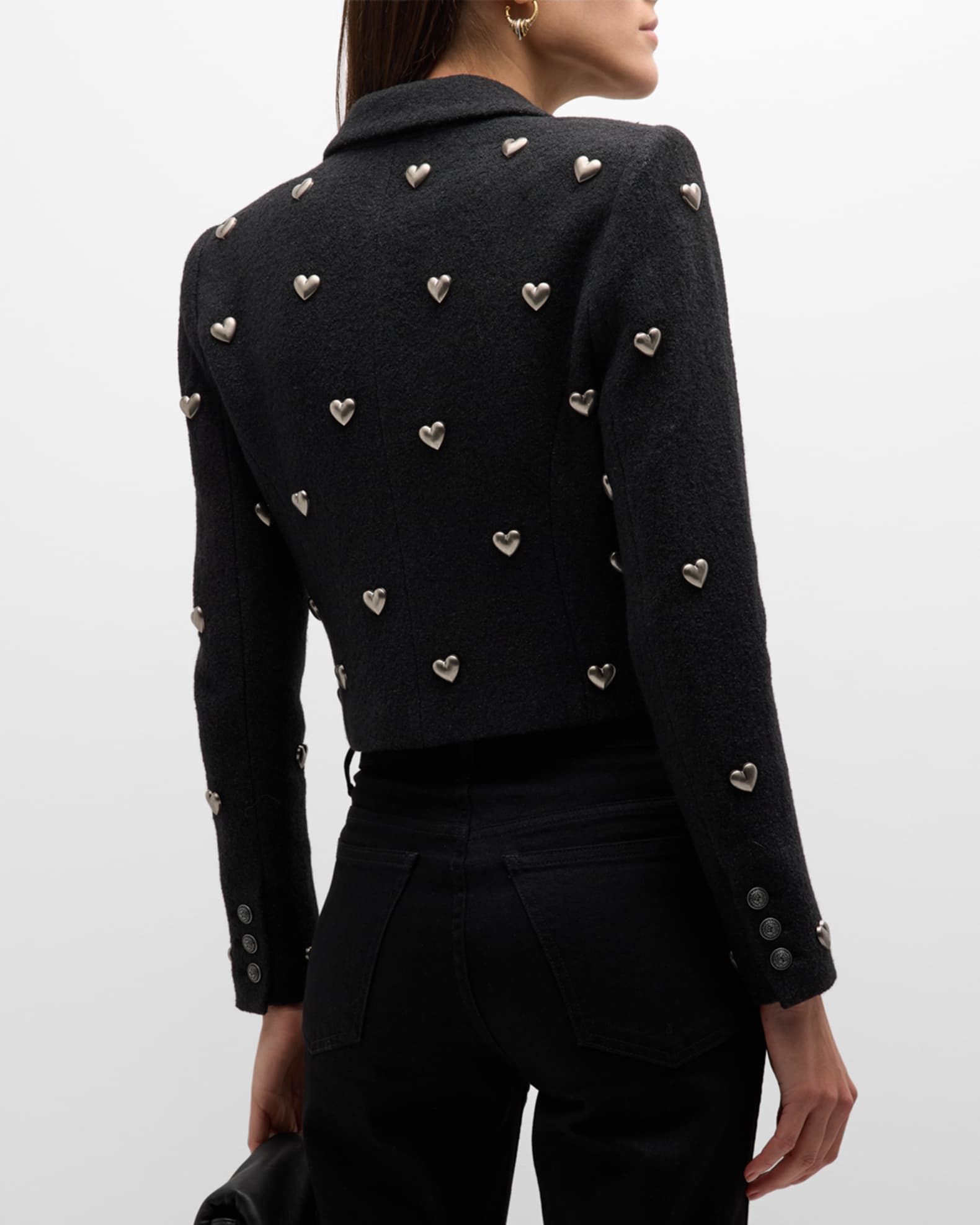 L'Agence Jen Cropped Blazer with Hearts | Neiman Marcus