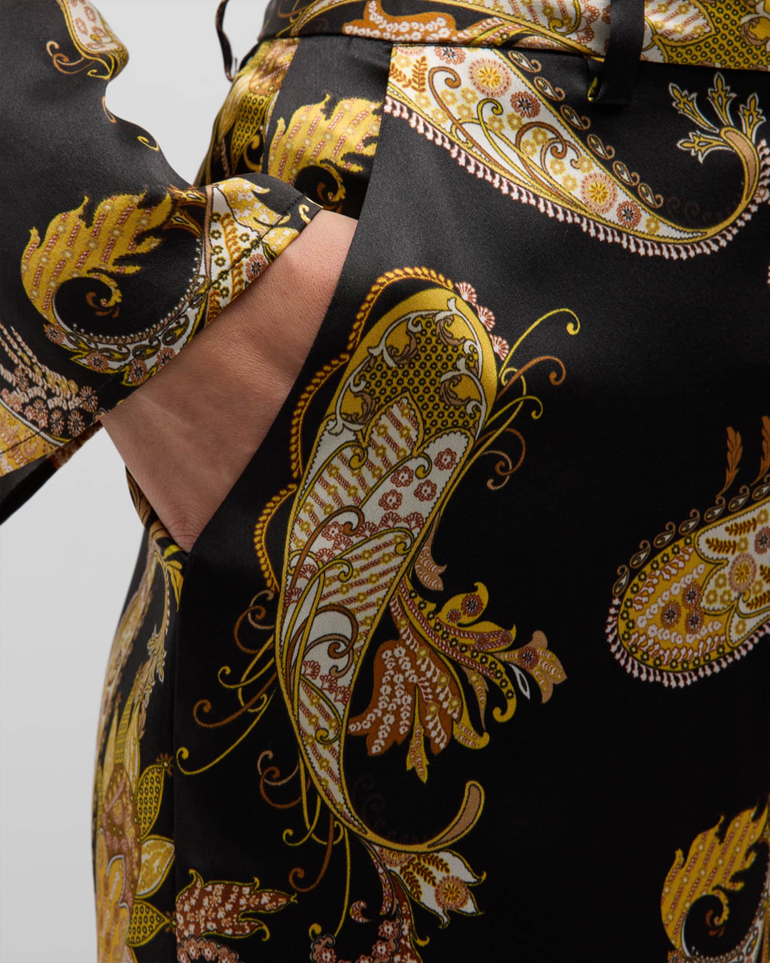 L'Agence Pilar Paisley-Print Wide-Leg Pants | Neiman Marcus