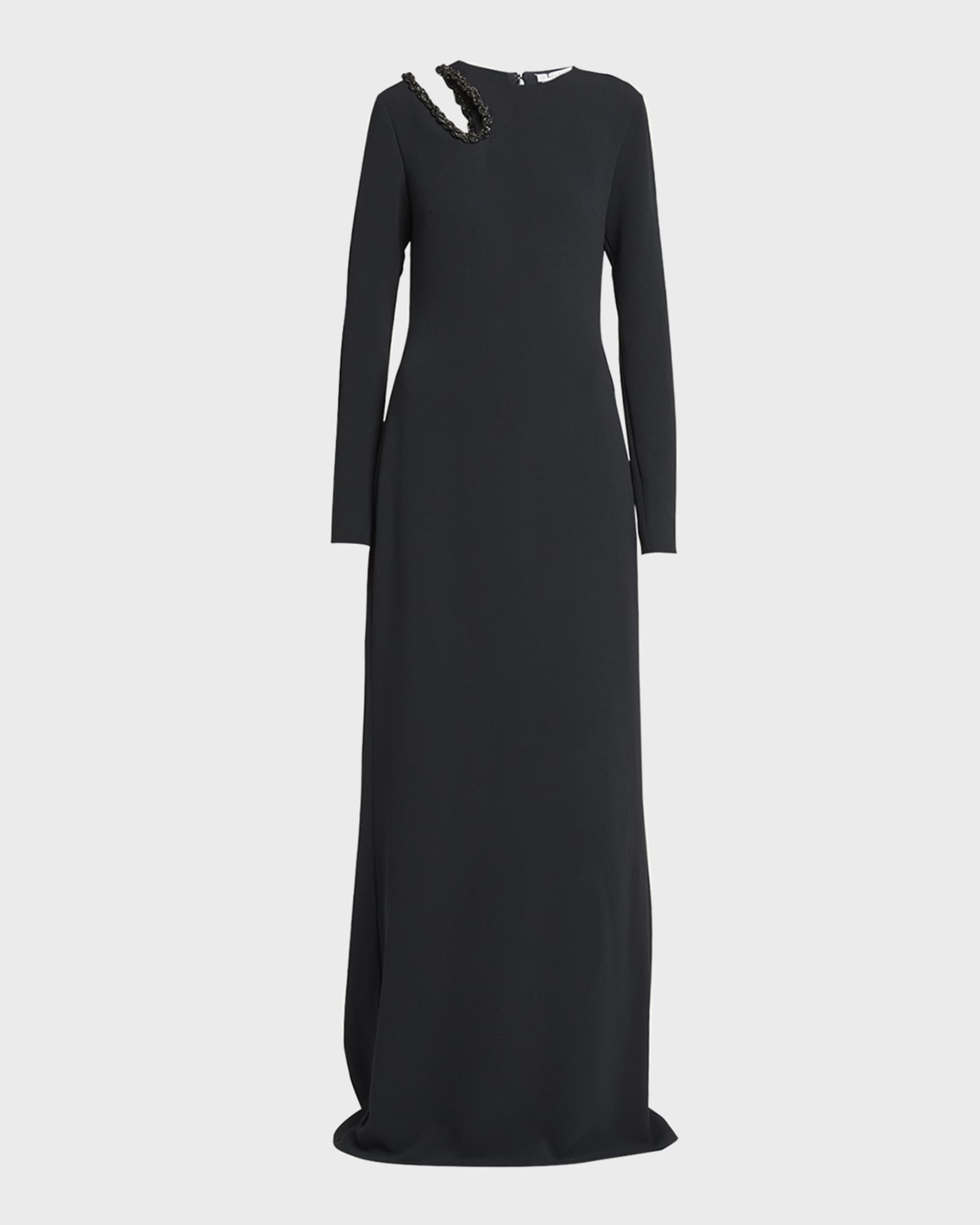 Stella McCartney Long-Sleeve Crystal Rope Cutout Gown | Neiman Marcus