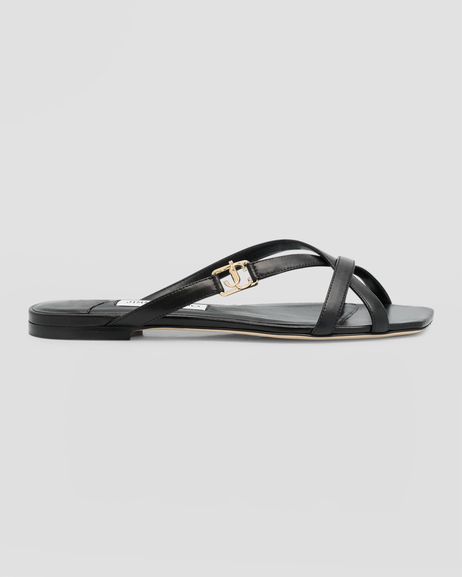 Jimmy Choo Jess Leather Crisscross Flat Sandals | Neiman Marcus