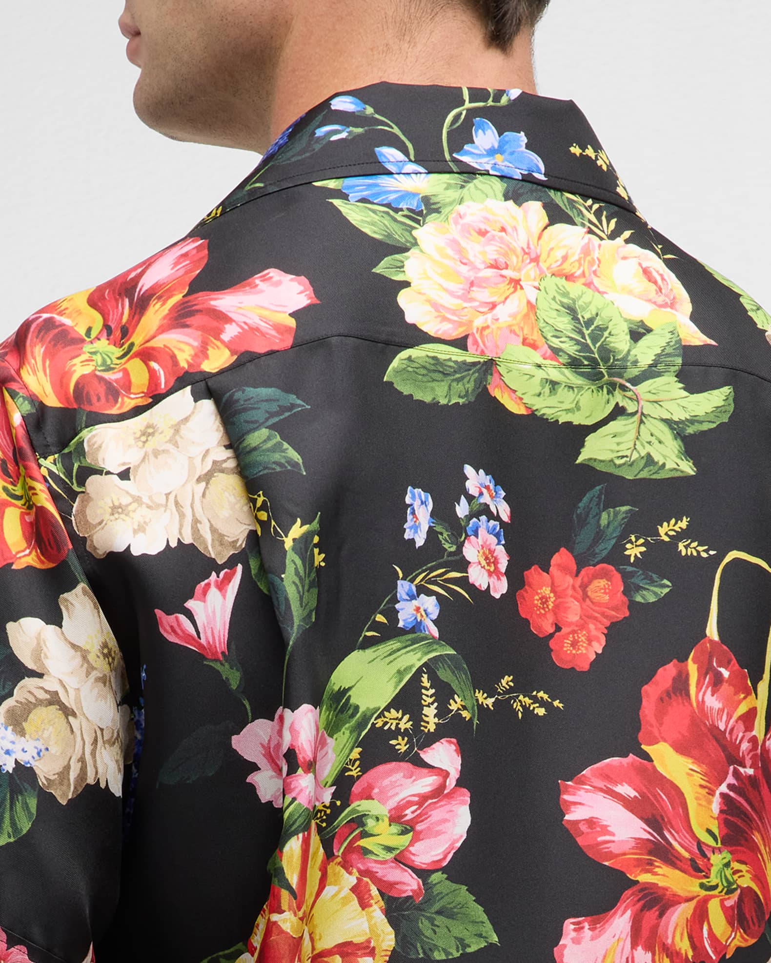 Dolce&Gabbana Men's DG Floral Silk Camp Shirt | Neiman Marcus