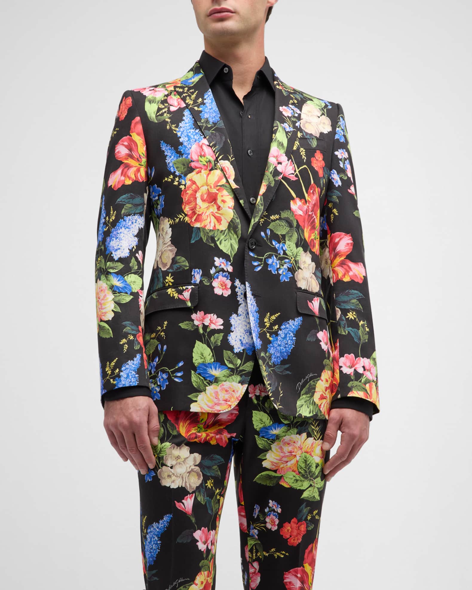 Dolce&Gabbana Men's DG Floral Cotton Gabardine Suit | Neiman Marcus