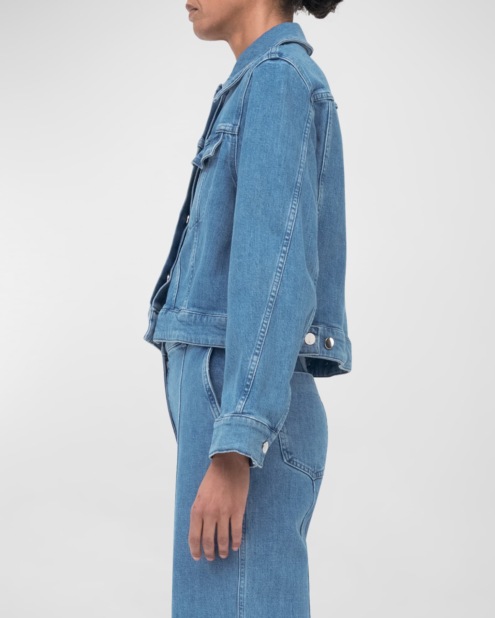 Another Tomorrow Cropped Denim Jacket | Neiman Marcus