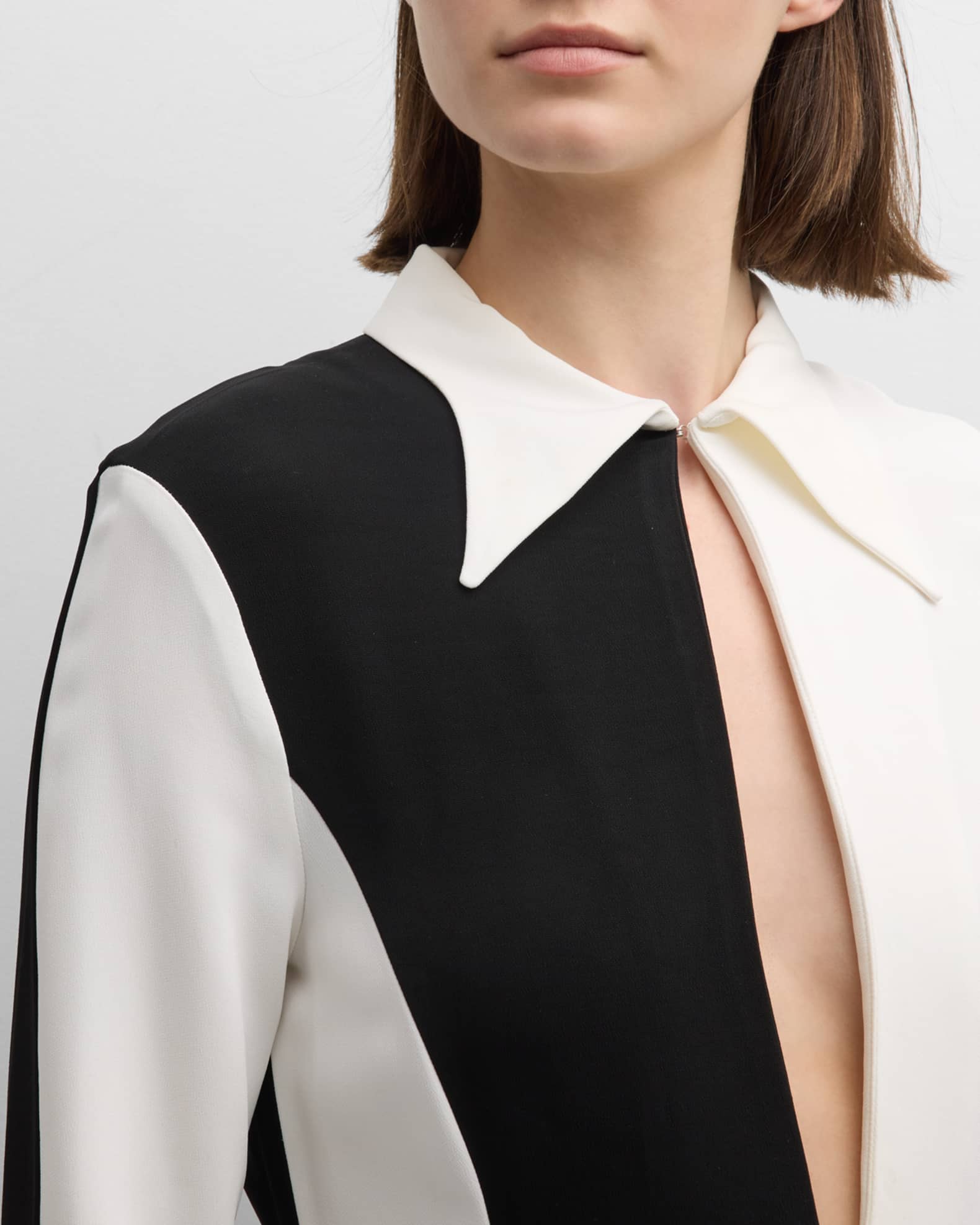 BITE Studios Colorblock Paneled Long-Sleeve Keyhole Collared Gown ...