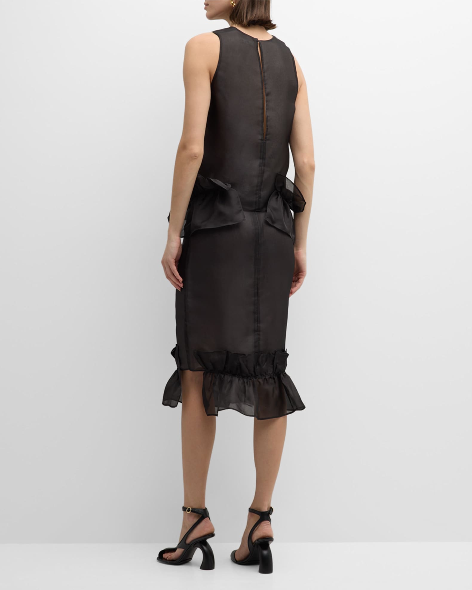BITE Studios Ruffle Frill Silk Sleeveless Top | Neiman Marcus