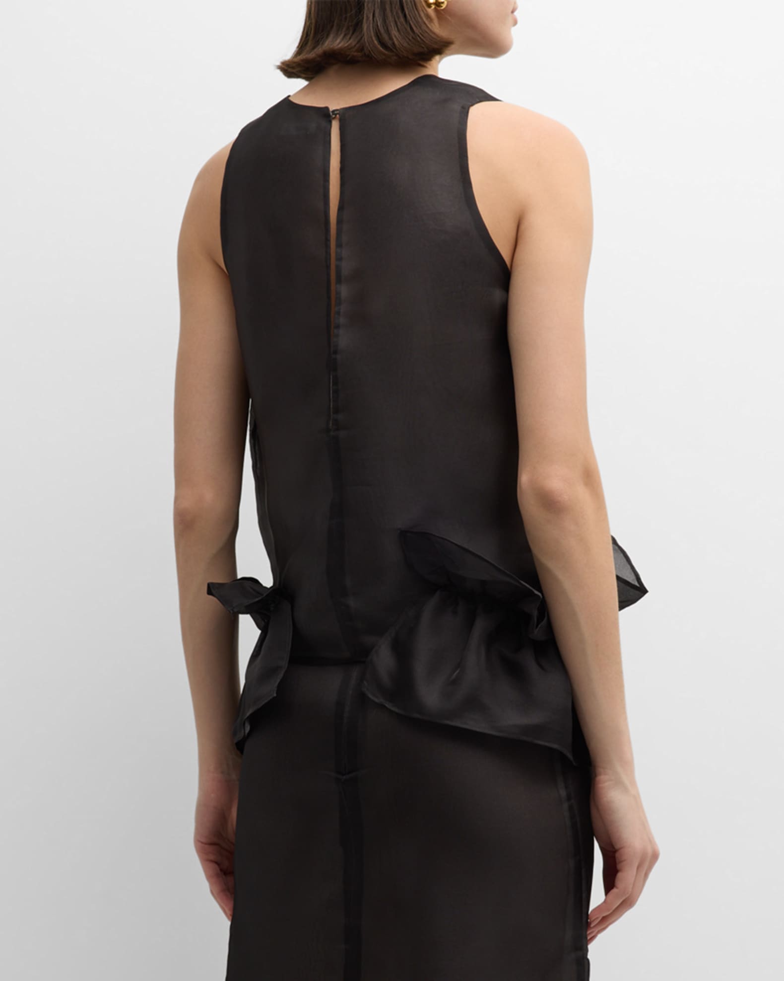 BITE Studios Ruffle Frill Silk Sleeveless Top | Neiman Marcus
