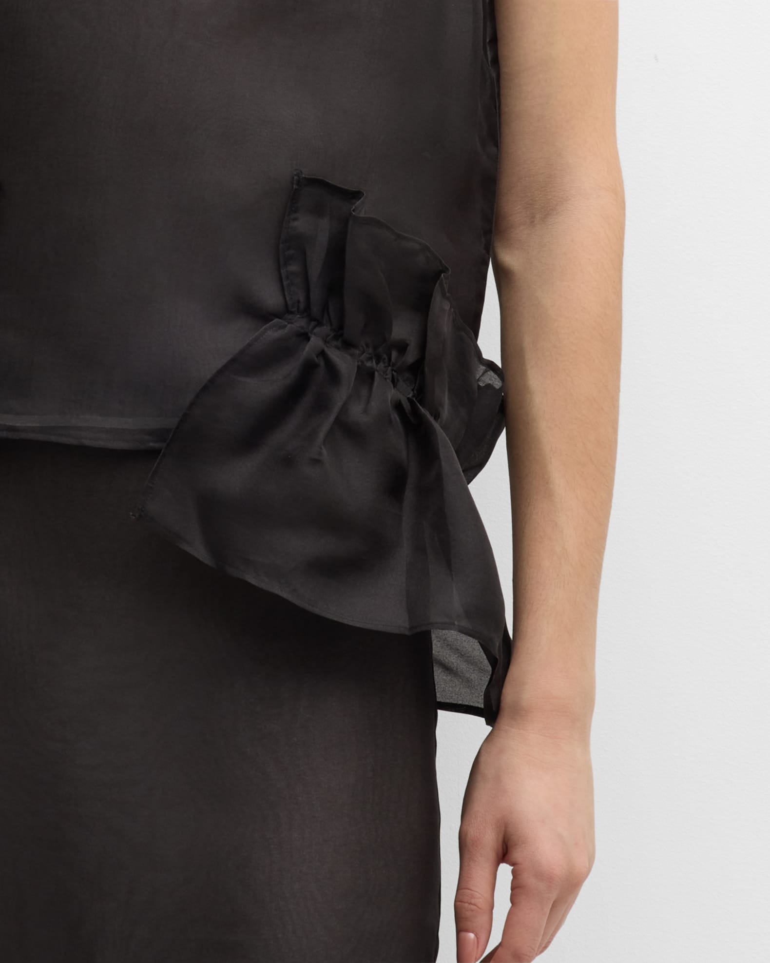 BITE Studios Ruffle Frill Silk Sleeveless Top | Neiman Marcus