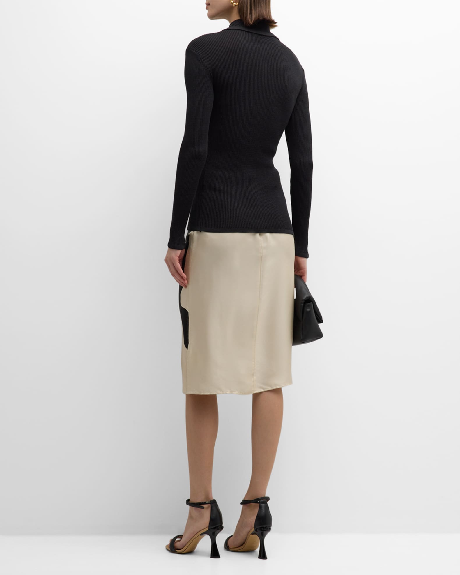 BITE Studios Abstract-Print Silk Pull-On Midi Skirt | Neiman Marcus