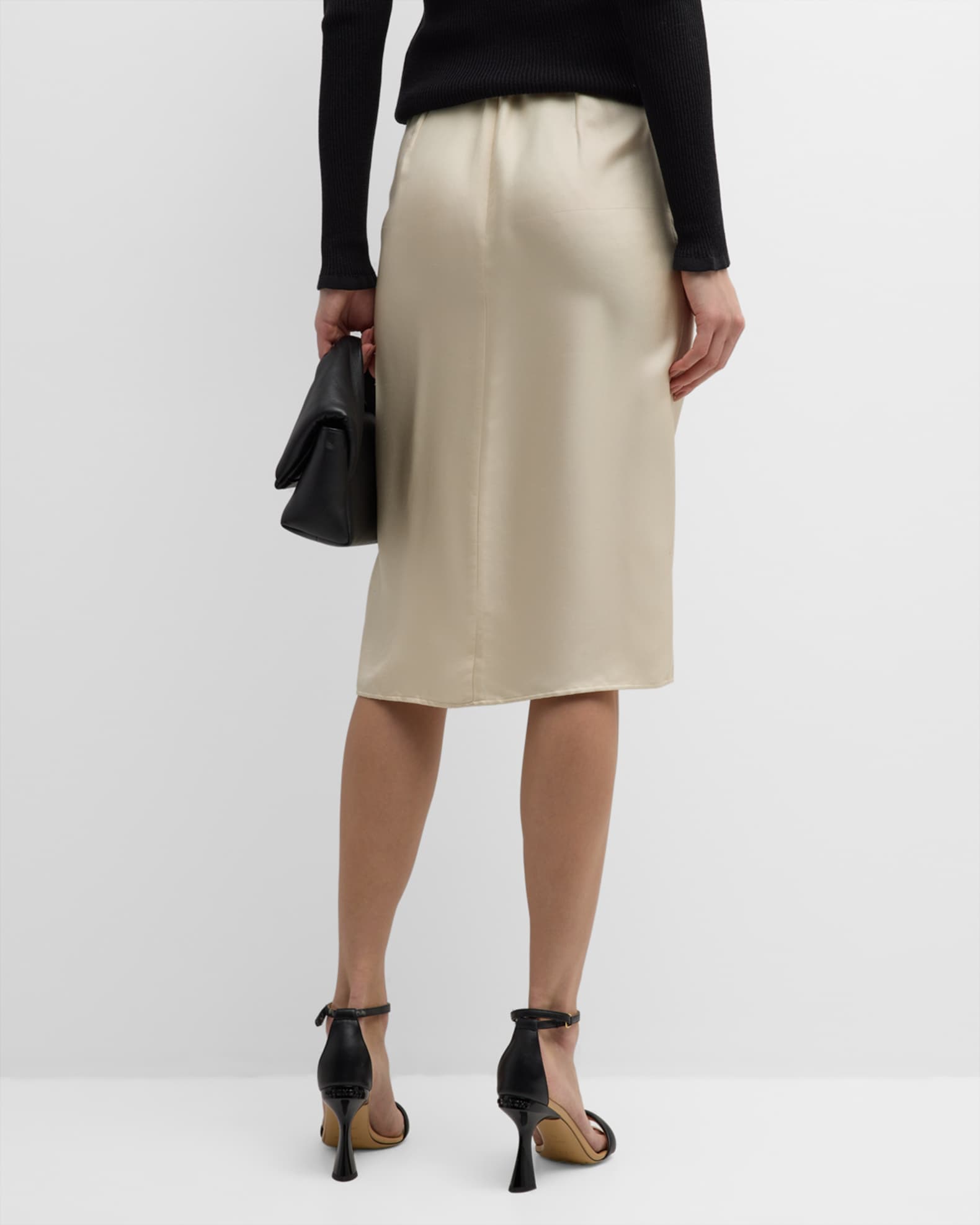 BITE Studios Abstract-Print Silk Pull-On Midi Skirt | Neiman Marcus