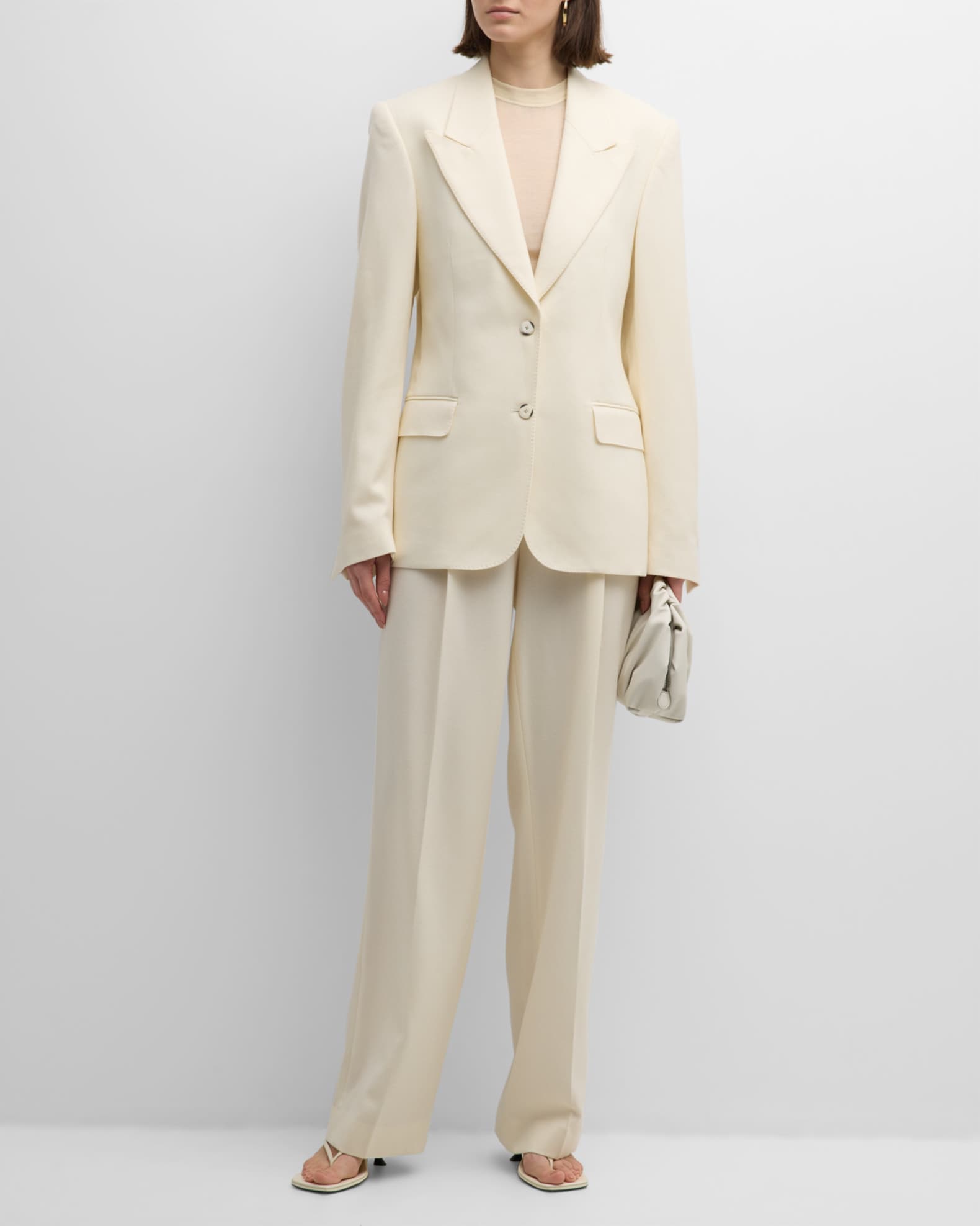 BITE Studios Ecole Flannel Single-Breasted Blazer Jacket | Neiman Marcus