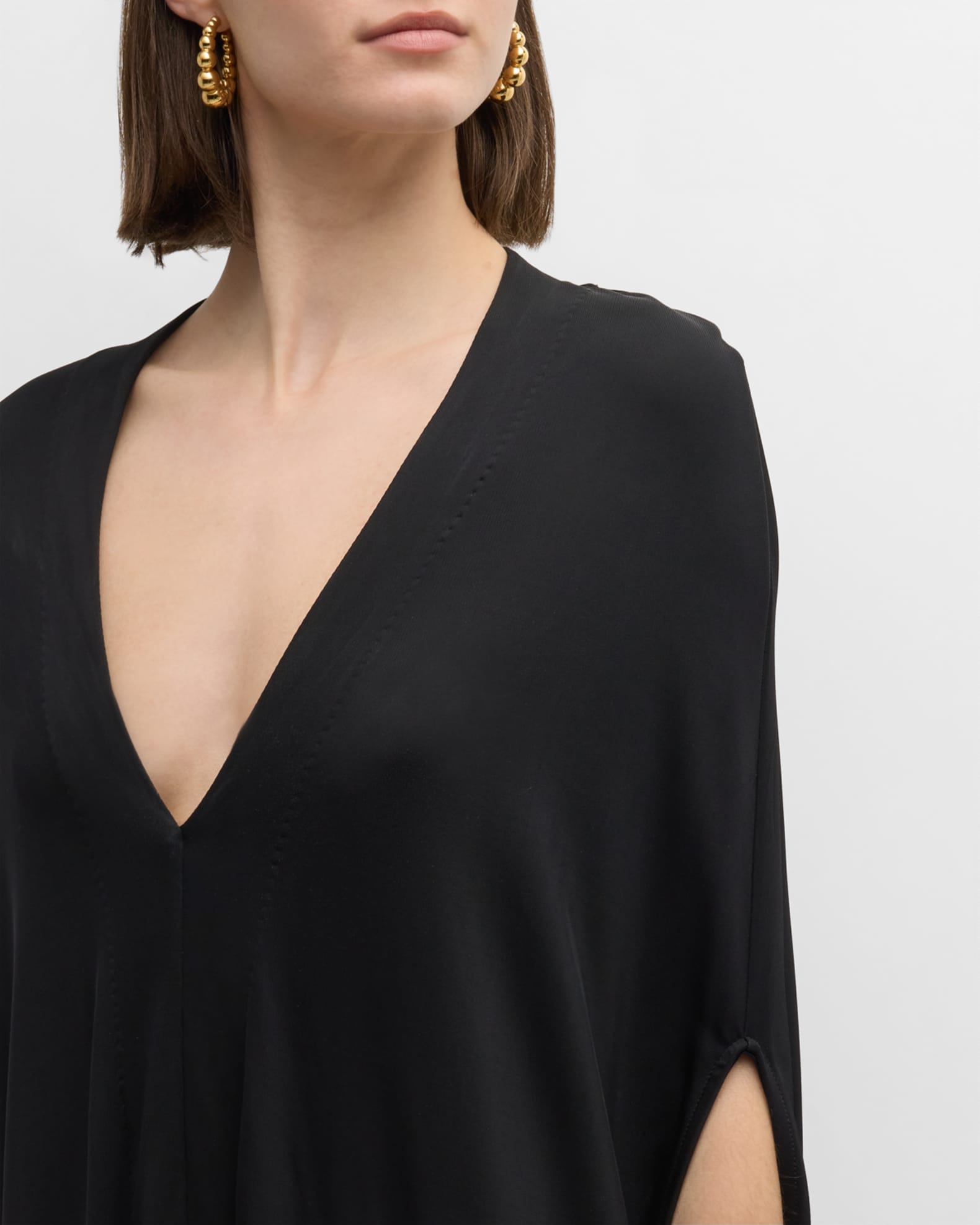 BITE Studios Plunging Short-Sleeve Maxi Poncho Dress | Neiman Marcus