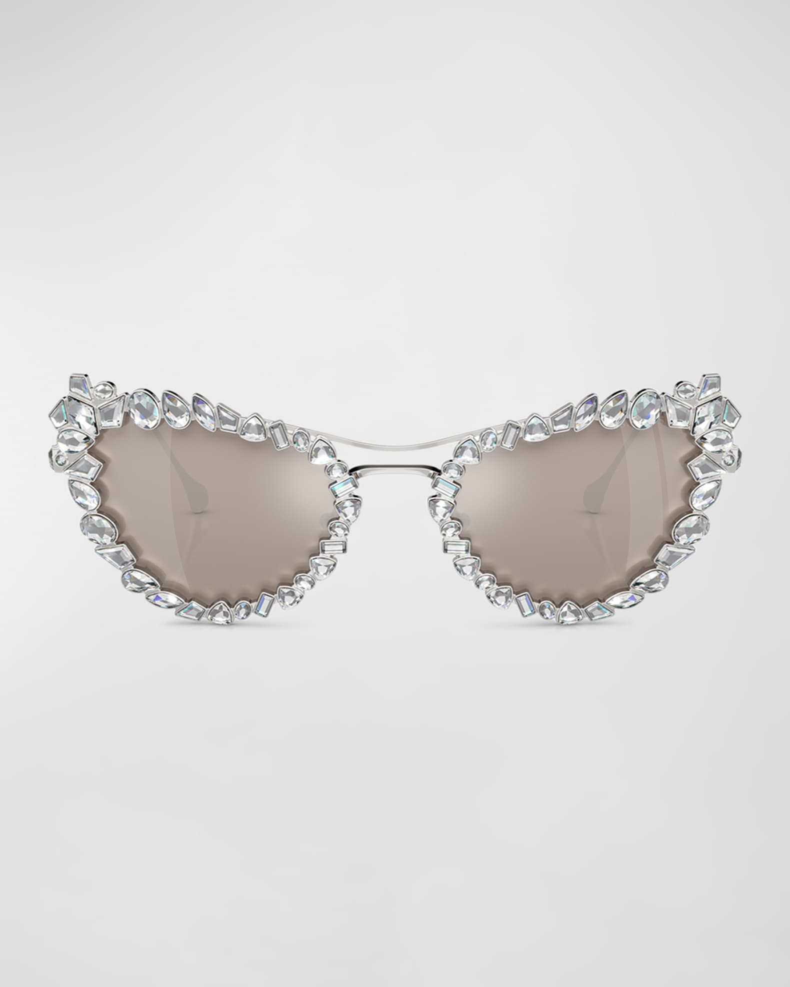 SWAROVSKI Crystal-Embellished Metal Cat-Eye Sunglasses | Neiman Marcus