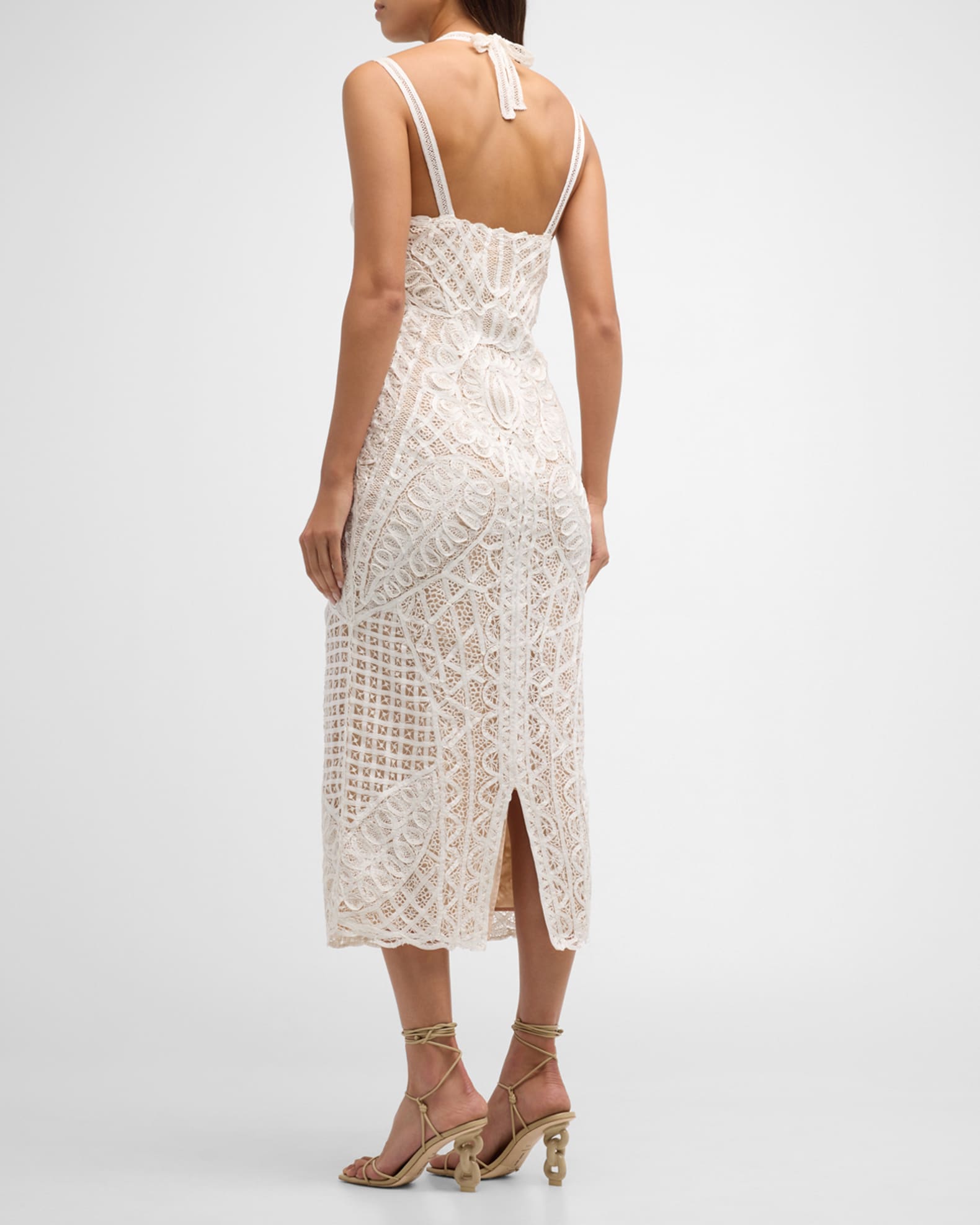 Cult Gaia Louise Geometric Lace Sweetheart Midi Dress | Neiman Marcus